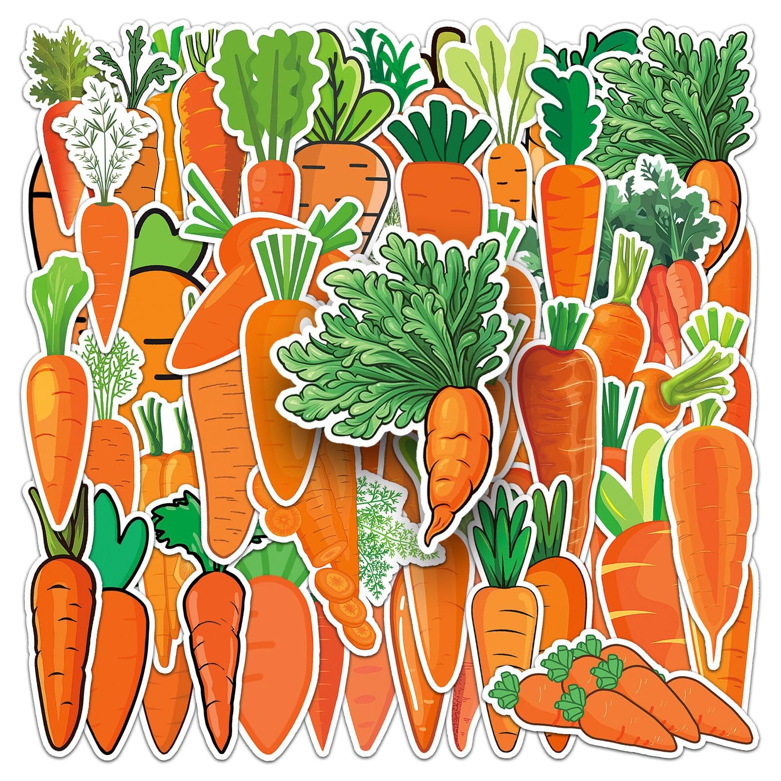 Amazon.com: 50 Pcs Carrot Stickers Waterproof Cute Funny Vegetables ...