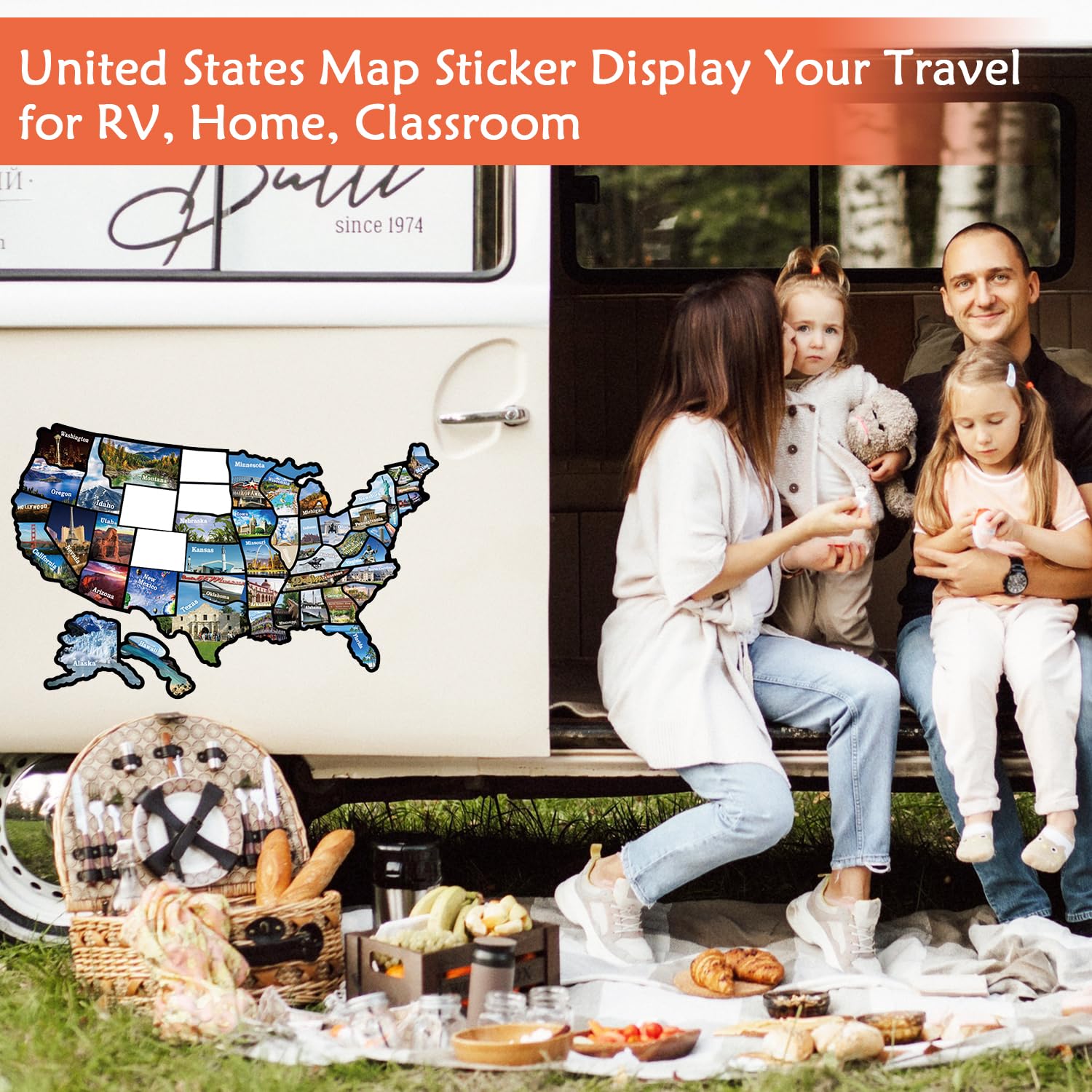 Snapklik.com : RV Map Of States Visited: 2PCS RV State Sticker Travel ...