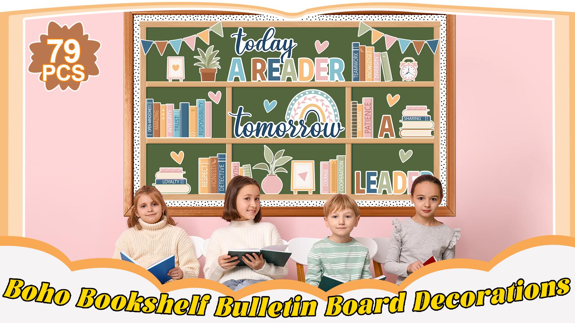 Motivational Library Bulletin Board Boho Reading Bulletin Board Set ...