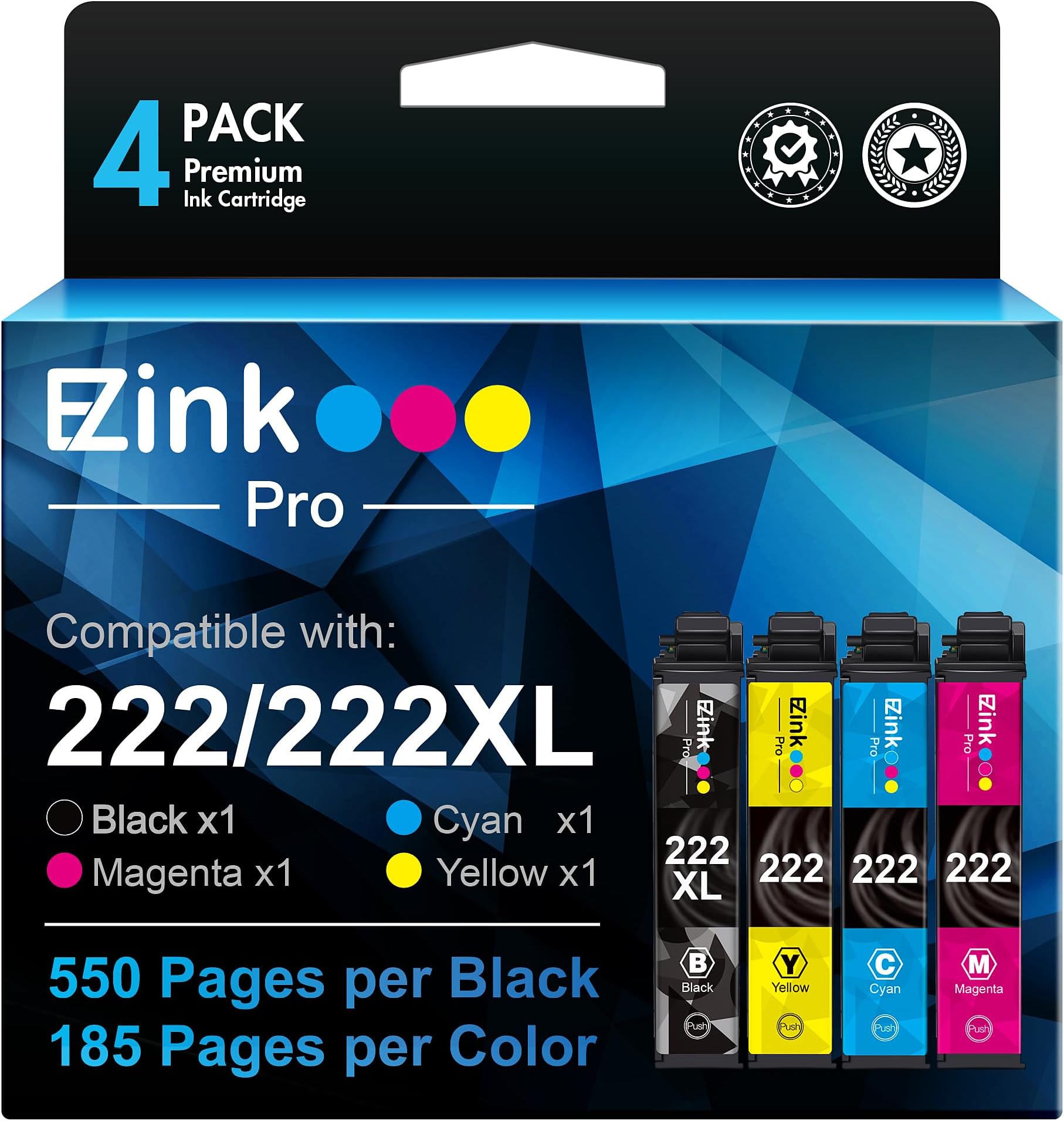 Amazon.com: Epson T222 Color Combo Ink Cartridges, Standard Capacity ...