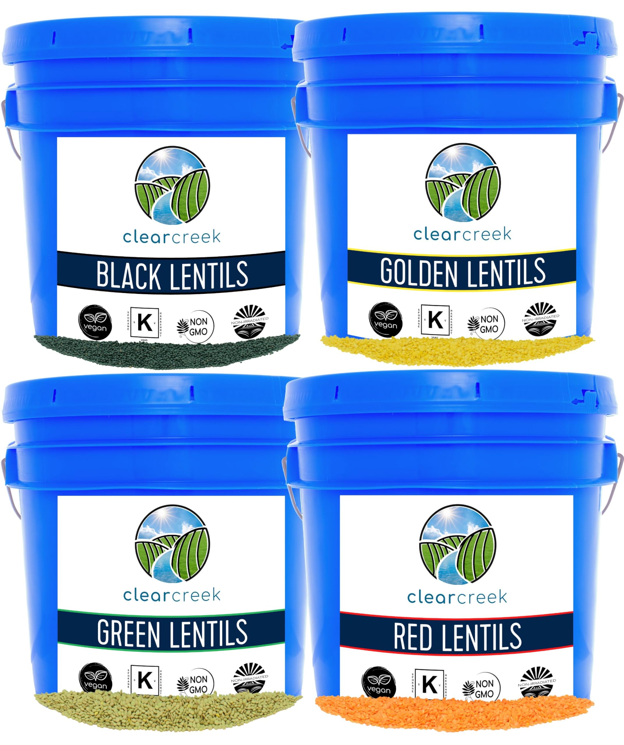 Amazon.com : Clear Creek 100 LB Lentil Bundle: Beluga Lentils, Gold ...