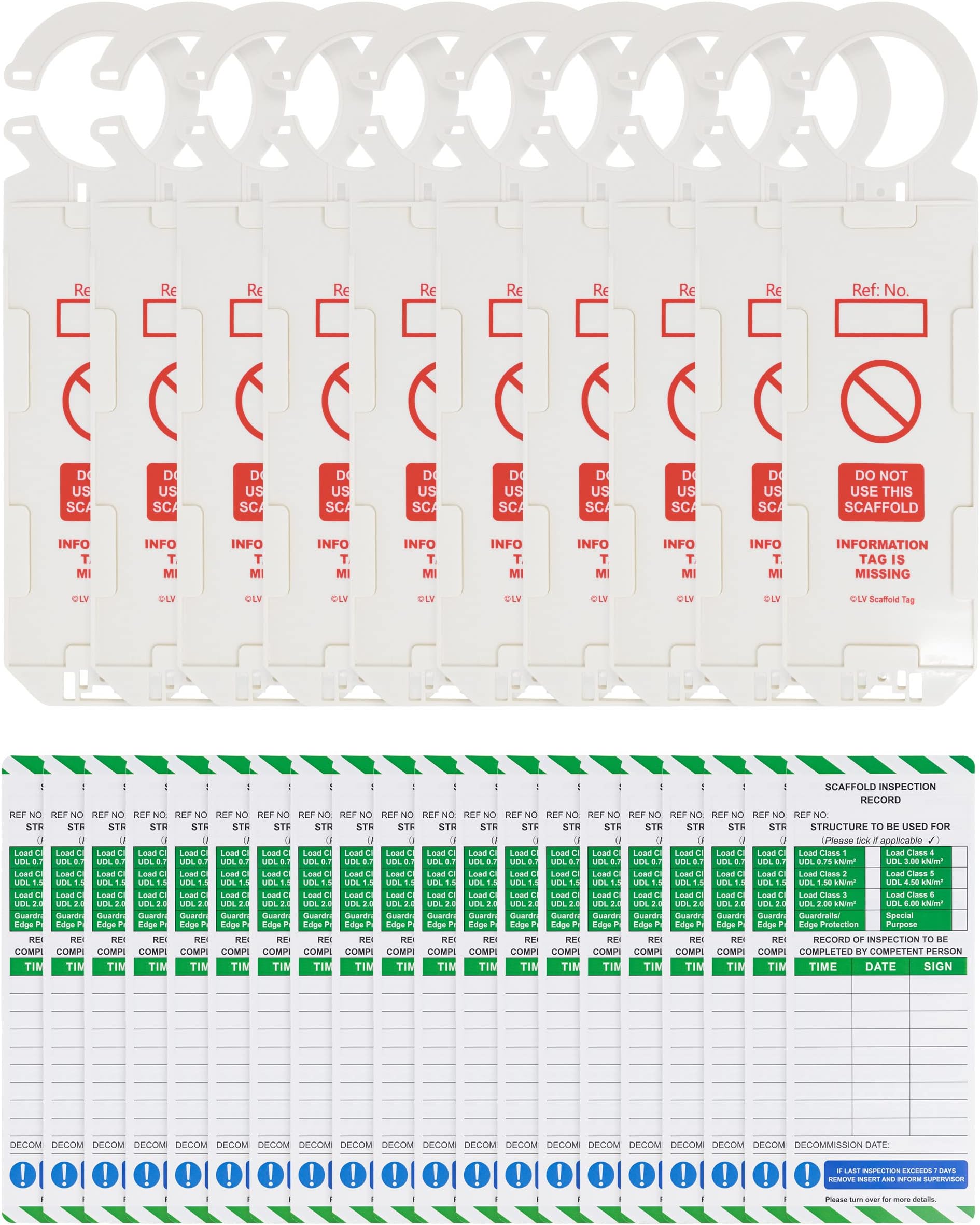 LV Scaffold Inspection Record Tags - 10 Holders and 20 Inserts - Full ...