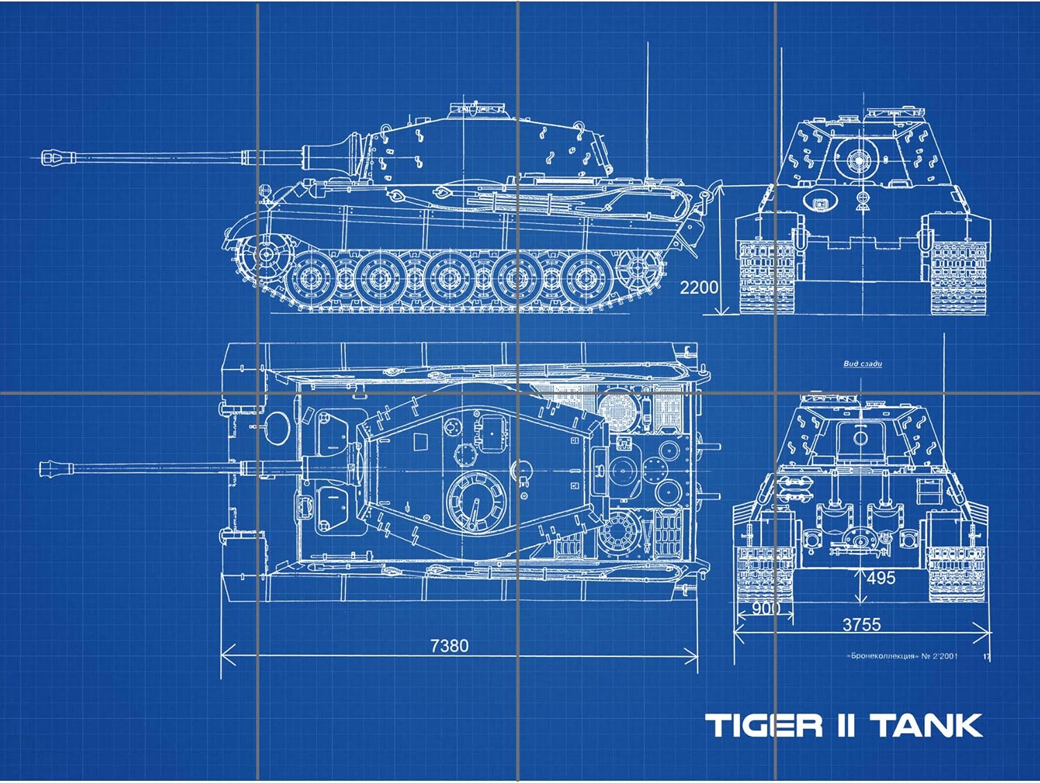 Artery8 Tiger II Panzerkampfwagen Heavy Tank Blueprint Plan XL Giant ...