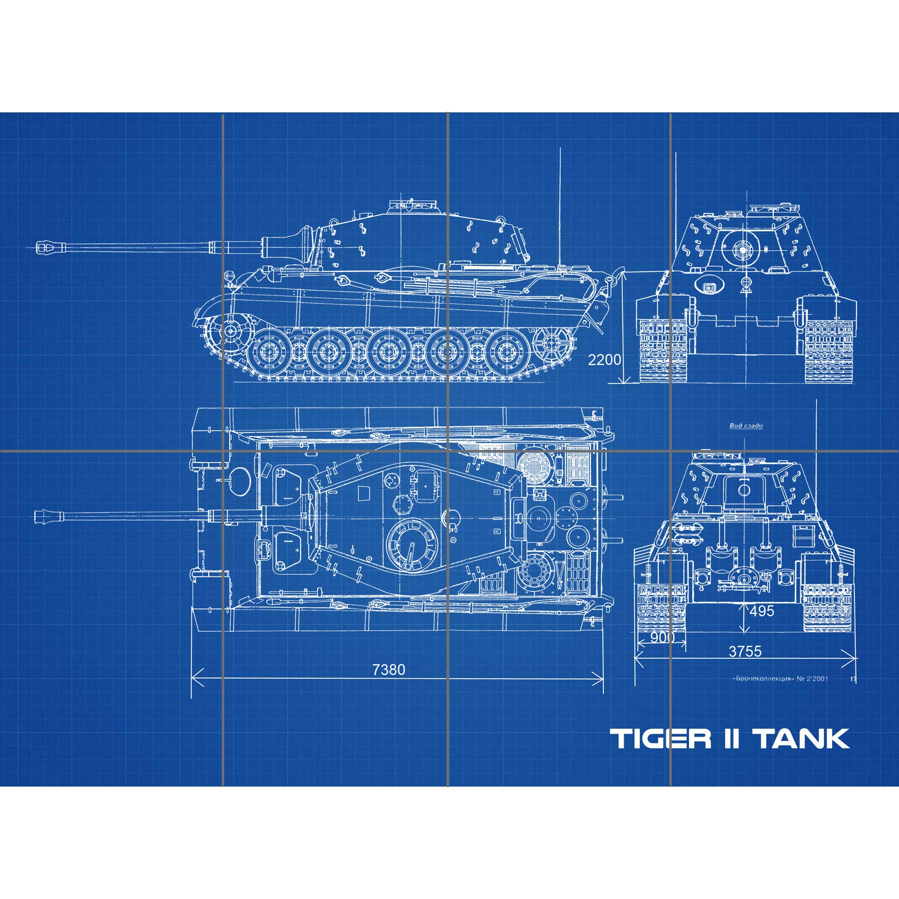 Buy Artery8 Tiger II Panzerkampfwagen Heavy Tank Blueprint Plan XL ...