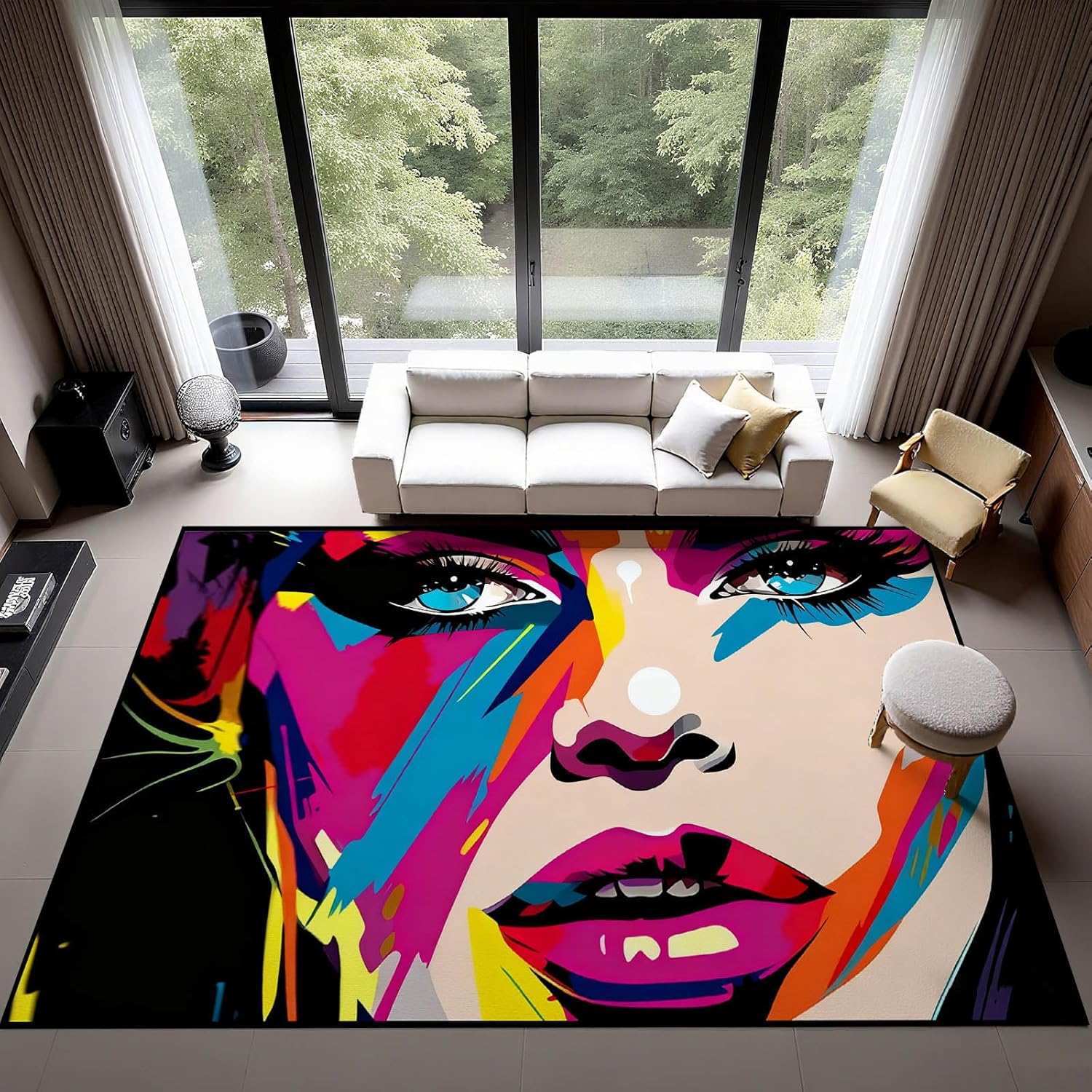 Amazon.com: 8x10 Abstract Women Face Area Rug, Abstract Face Rug for ...