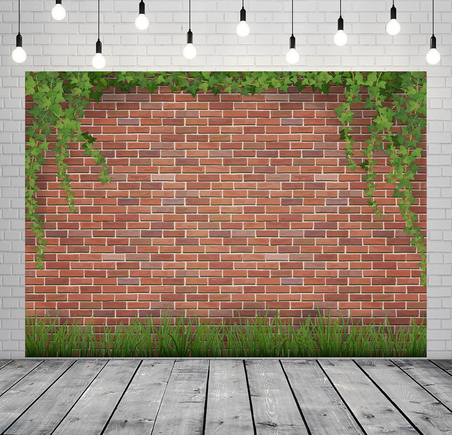 Amazon.com : BELECO 9x6ft Fabric Red Brick Wall with Leaves Backdrop ...