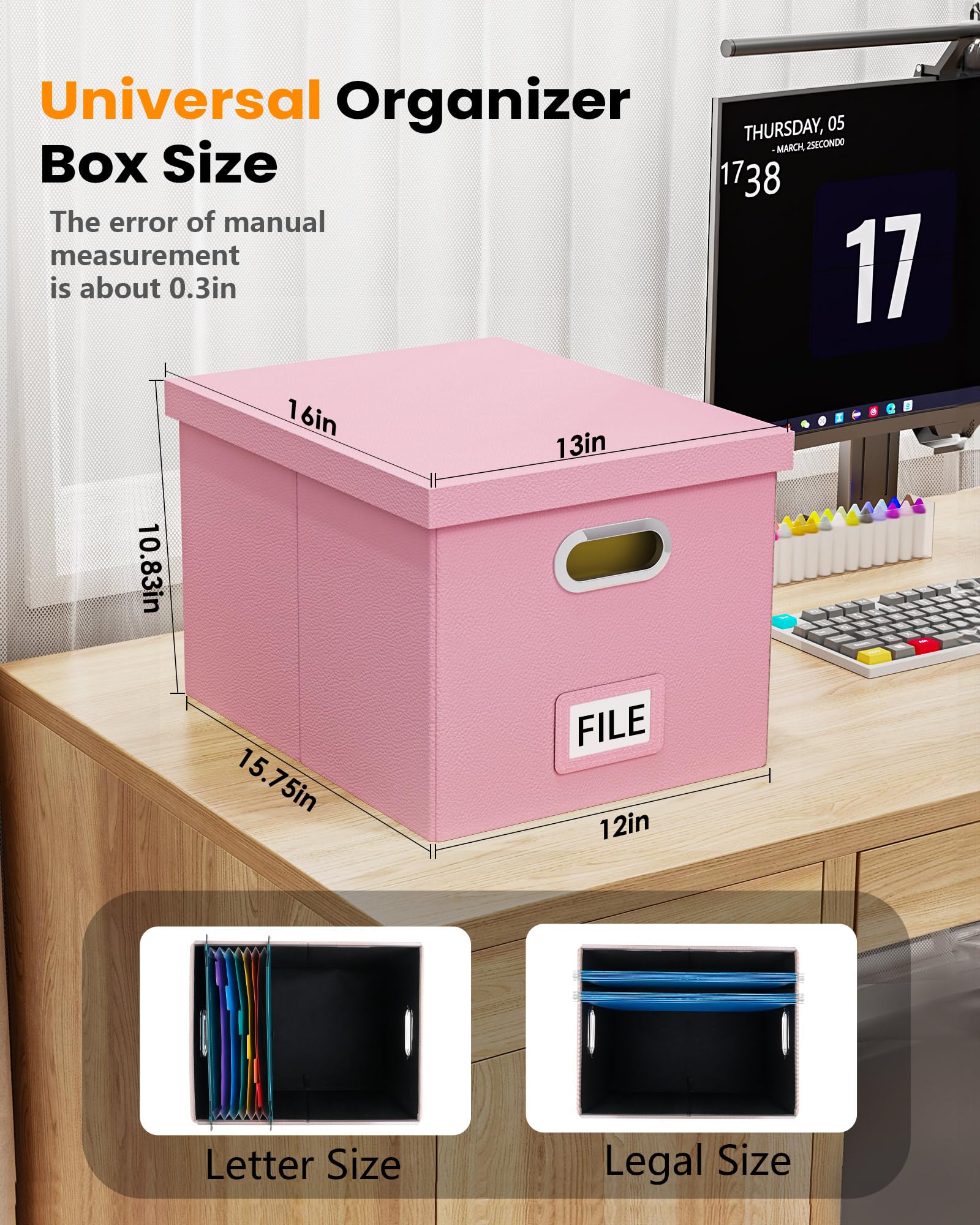 Snapklik.com : 2 Pack File Storage Organizer Box,Filing Box,Portable ...