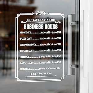 Amazon.com: Custom Vinyl Open Hours Stickers - Personalized Restaurant ...