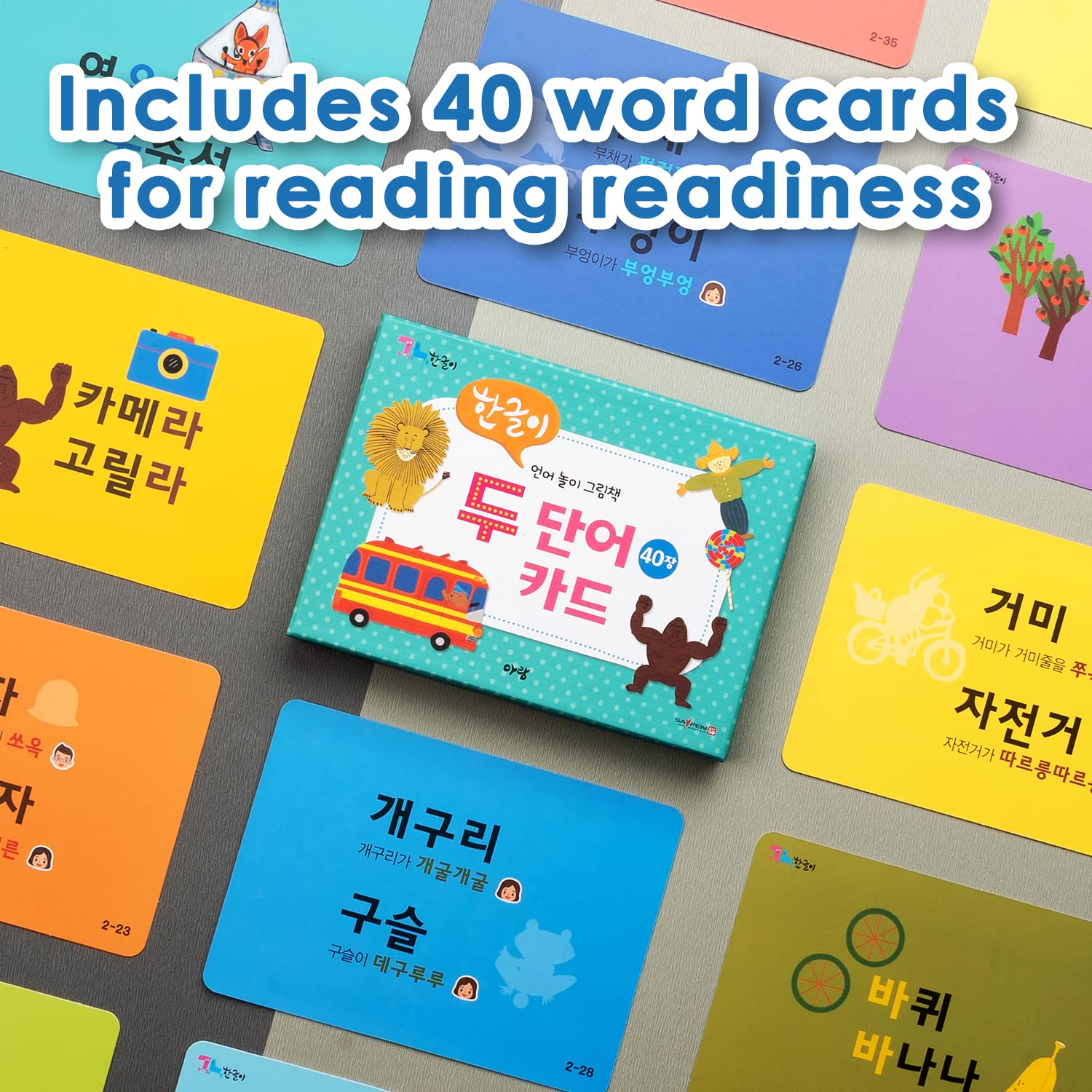 Snapklik.com : Leveram Korean Two-Word Flashcards - Learn Hangul Alphabet & Vocabulary