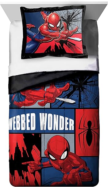 Amazon.com: Marvel Spiderman Webbed Wonder Twin Comforter & Sham Set ...