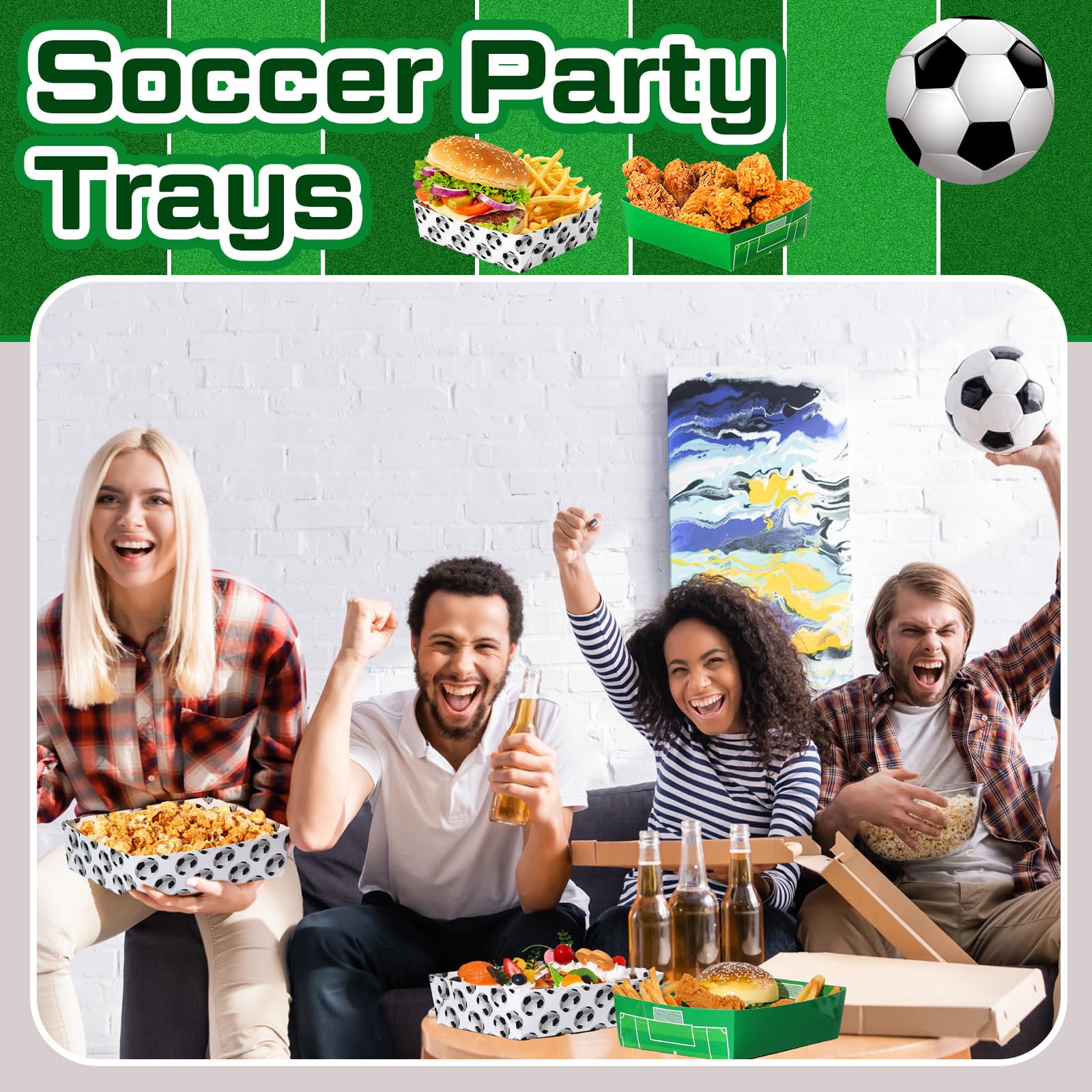 Snapklik.com : 36 Pack Soccer Theme Party Supplies 5 Lb Soccer Plates ...