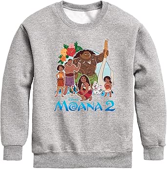 Amazon.com: Disney Moana 2 - Moana Group - Boys Crew Fleece Sweatshirt ...