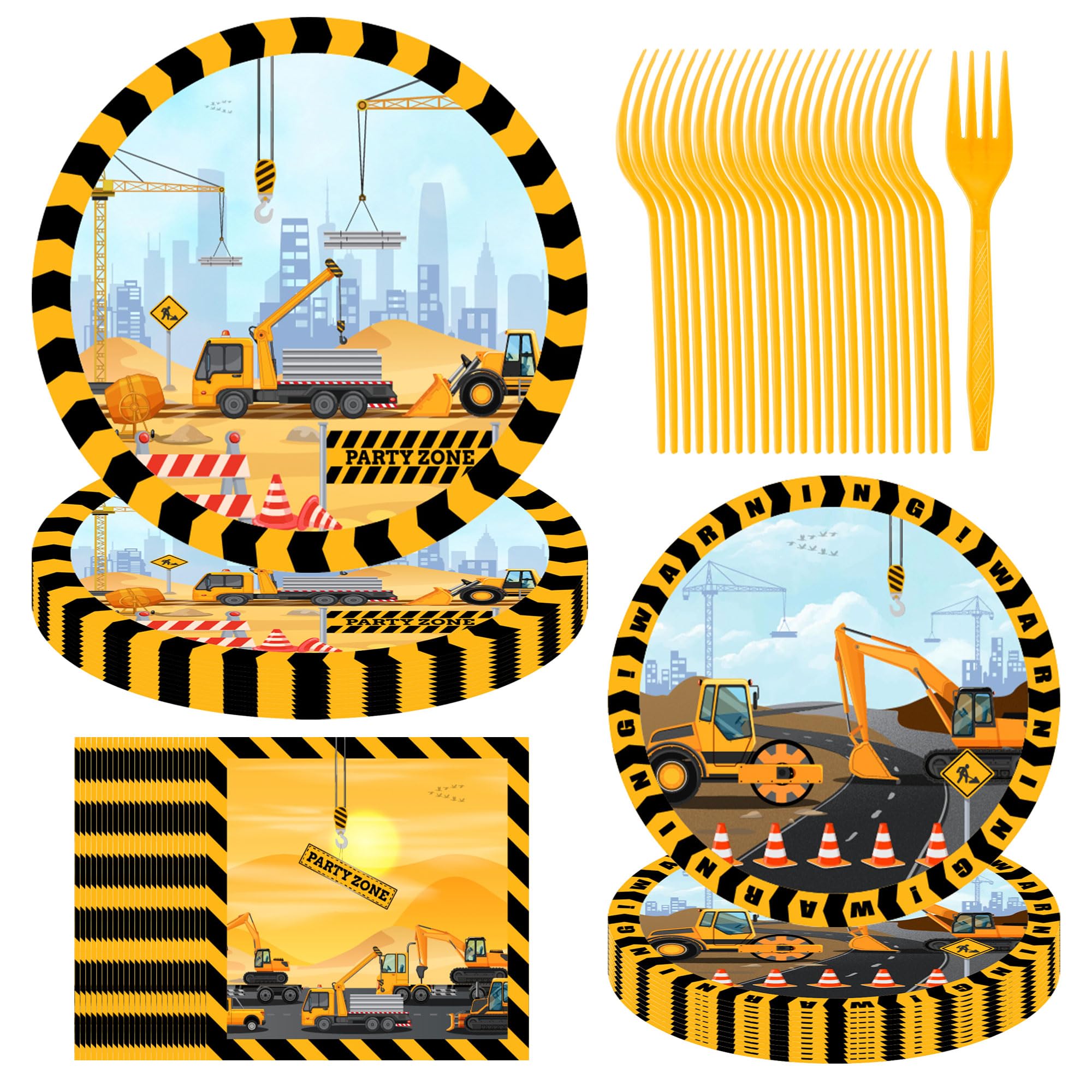 Construction Themed Paper Plates DYLIVeS 60 Pcs Construction Birthday