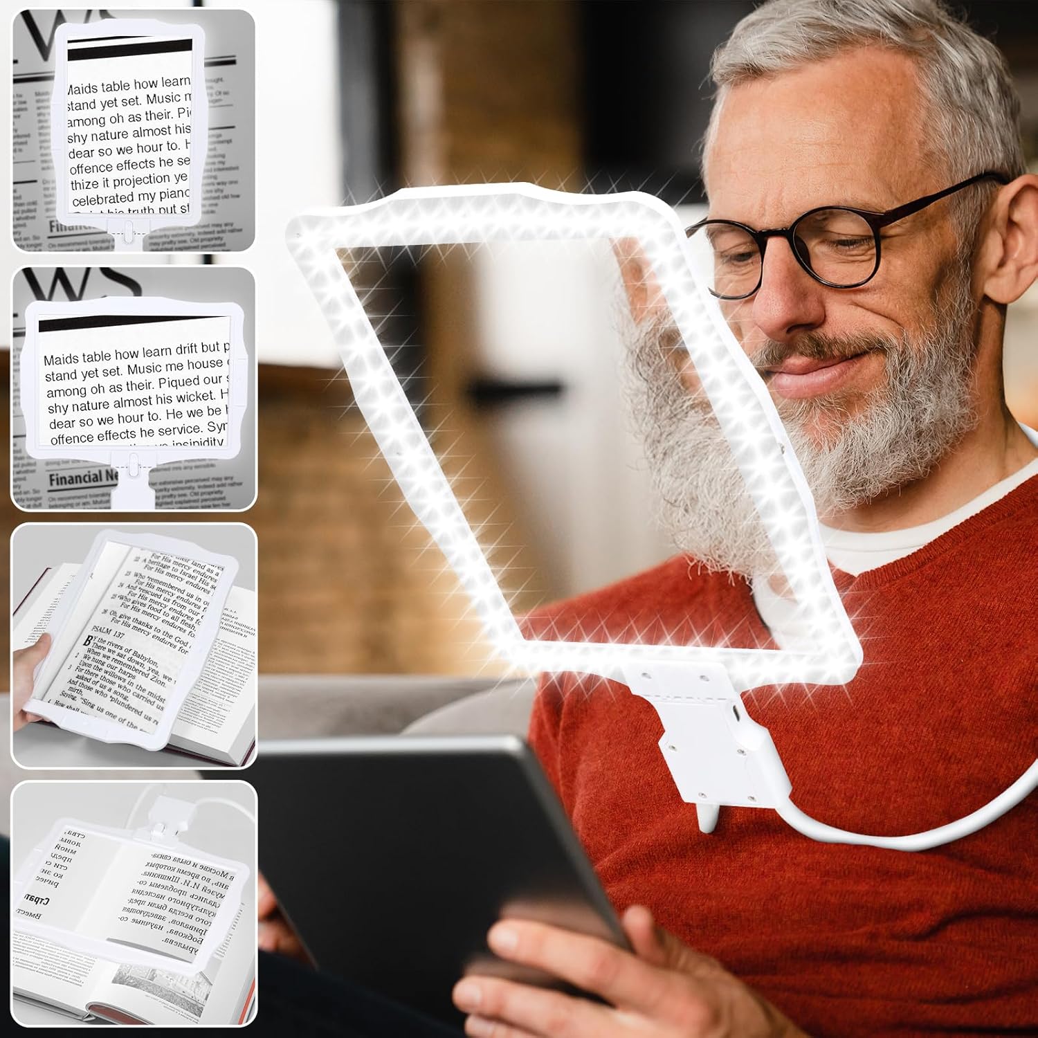 Amazon.com: Hands Free Magnifying Glass for Reading,Full Book Page ...