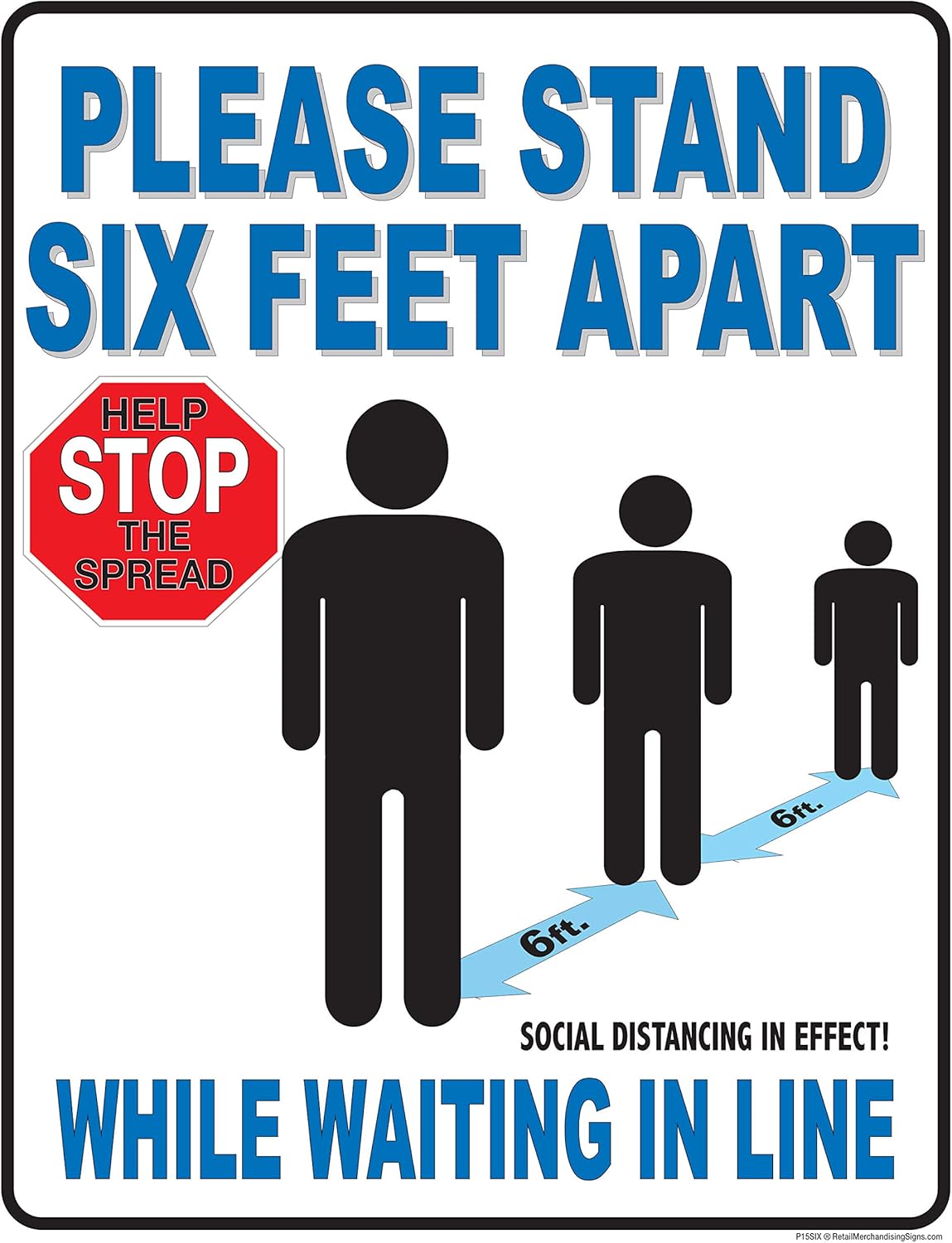 Amazon.com : P15SIX "CDC Guidelines Please Stand 6 Feet Apart" Vinyl ...