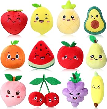 Amazon.com: Wettarn 12 Pieces Cute Fruit Plush Toys Colorful Stuffed ...