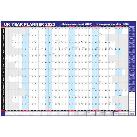 2023 UK unmounted year view wall office A1 large planner blue colour ...