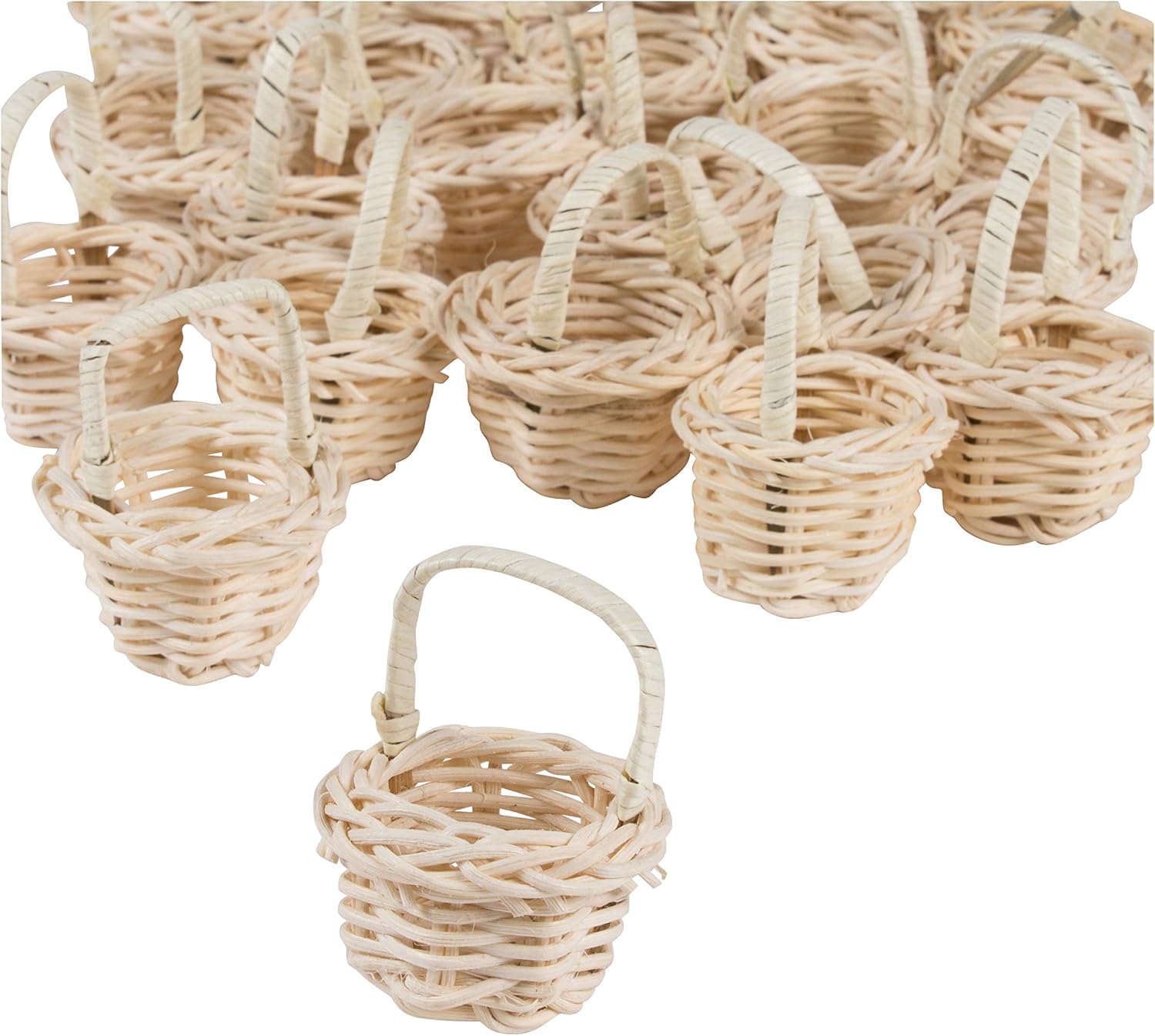 Amazon.com: Mini Baskets- 24-Pack Miniature Willow Bleached Baskets ...