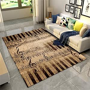 Amazon.com: Vintage Music Area Rug, 4x5ft, Retro Musical Notes Area ...