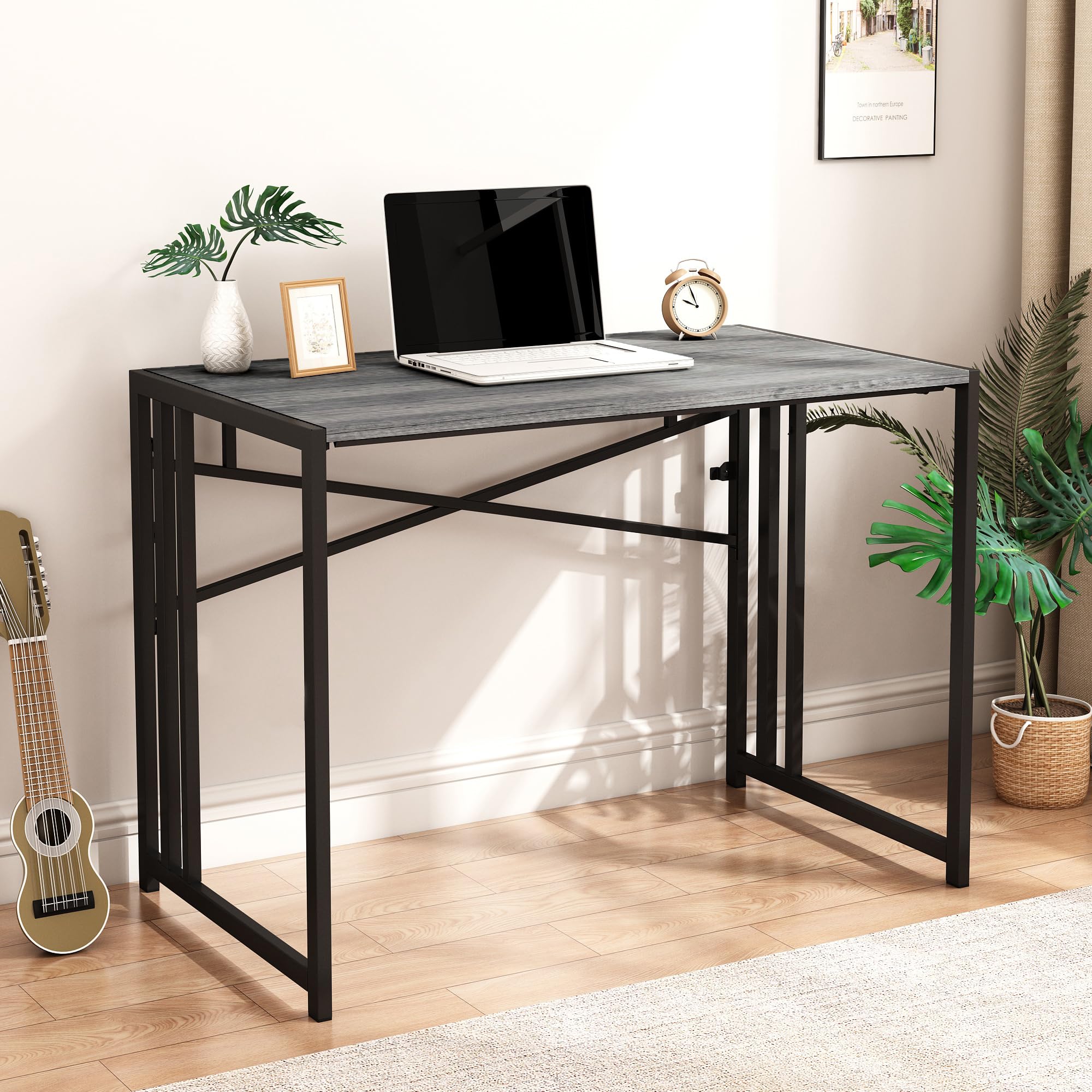 Amazon.com: HOBINCHE 31 Inch Folding Small Computer Desk, Foldable ...