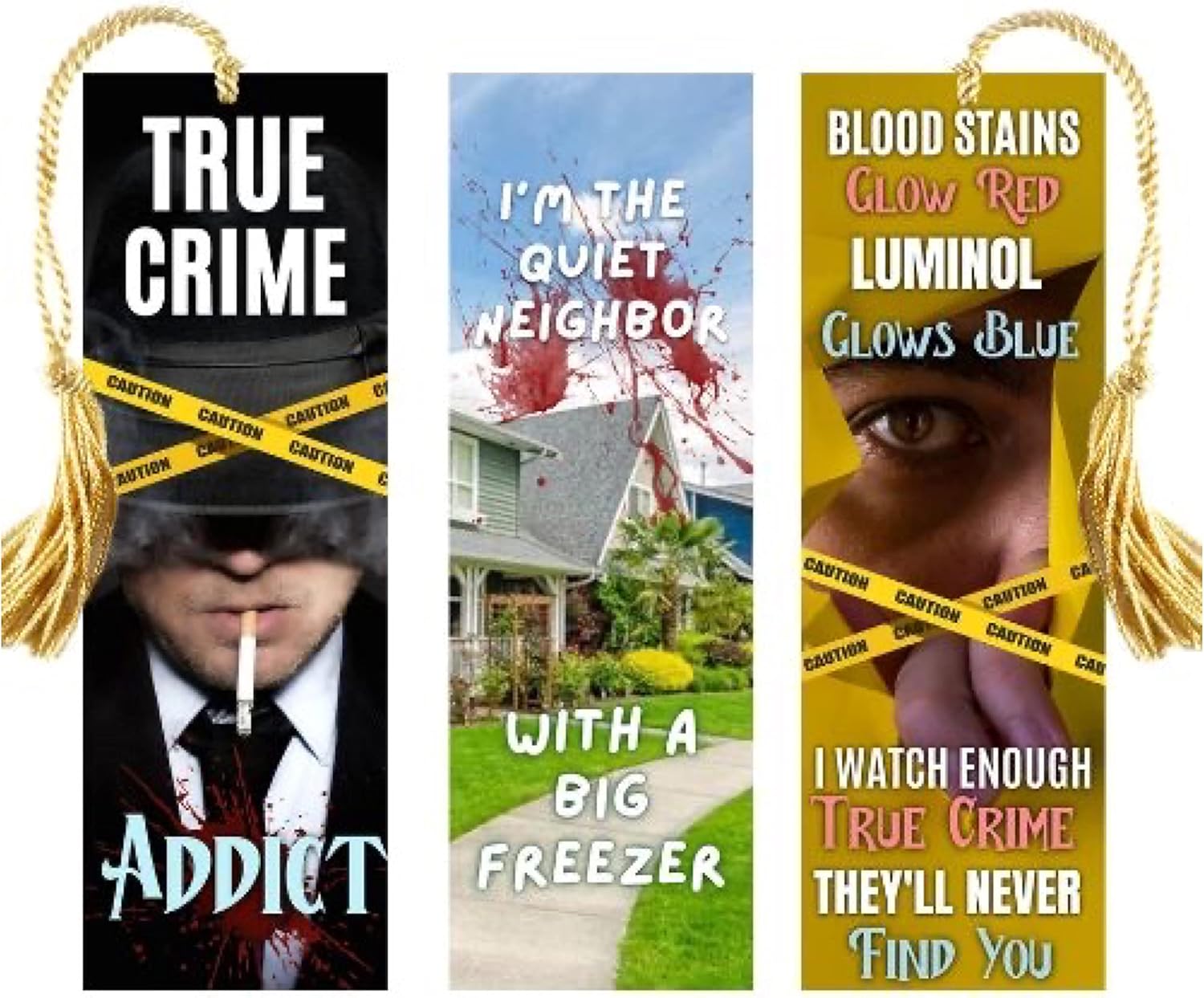 Amazon.com: True Crime Lovers - Set of 3 - Bookmarks with Tassels ...