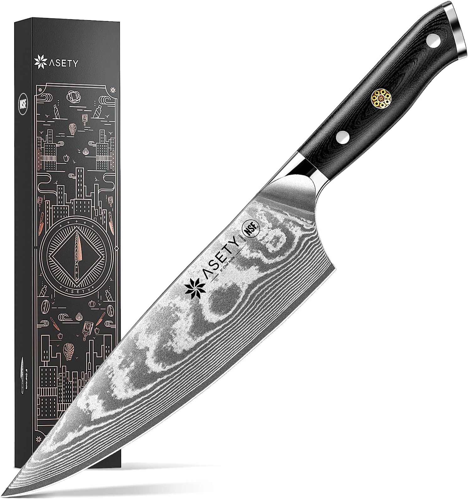 Amazon.com: KEEMAKE Chef Knife, 8 Inch Damascus Kitchen Knife, 67 ...