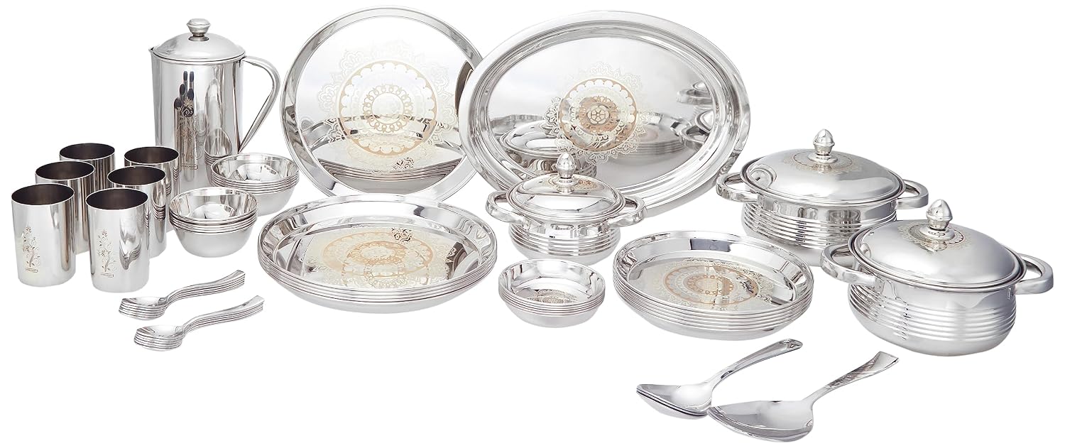 Steelcraft Premium Stainless Steel Royal Deluxe Dinner Set (Laser) 57 ...