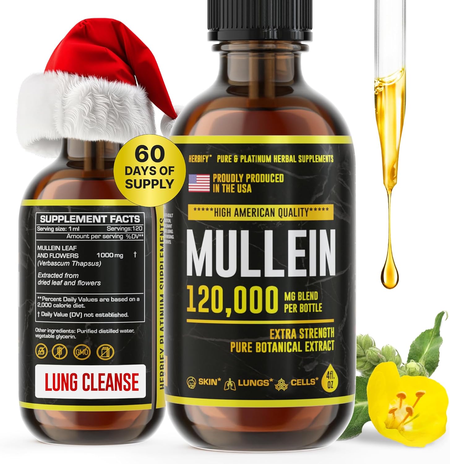 Amazon.com: HERBIFY Mullein Drops - Lung Cleanse - Leaf Extract ...