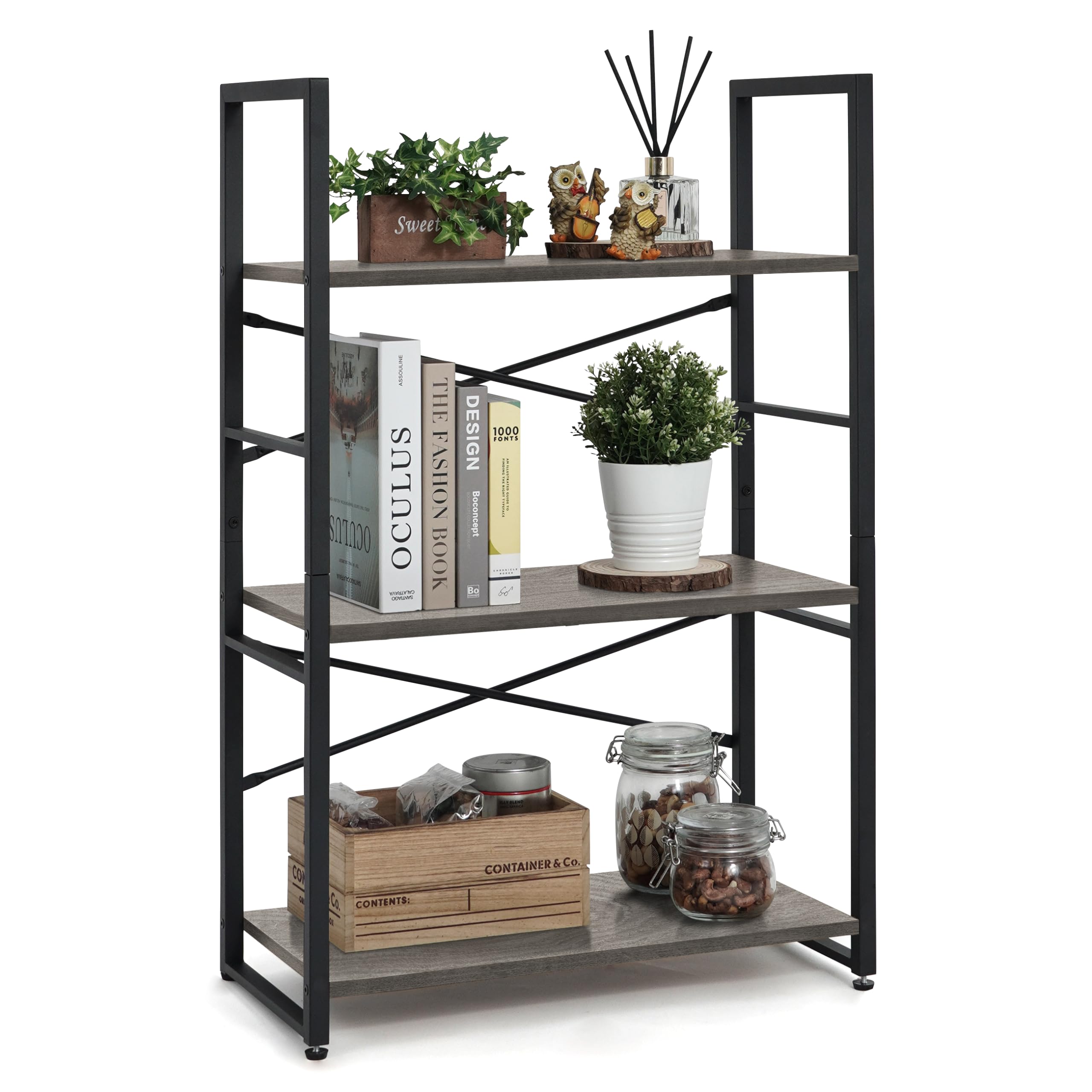 Amazon.com: CAPHAUS 3 Tier Small Bookshelf, 24 Inch Width Free Standing ...