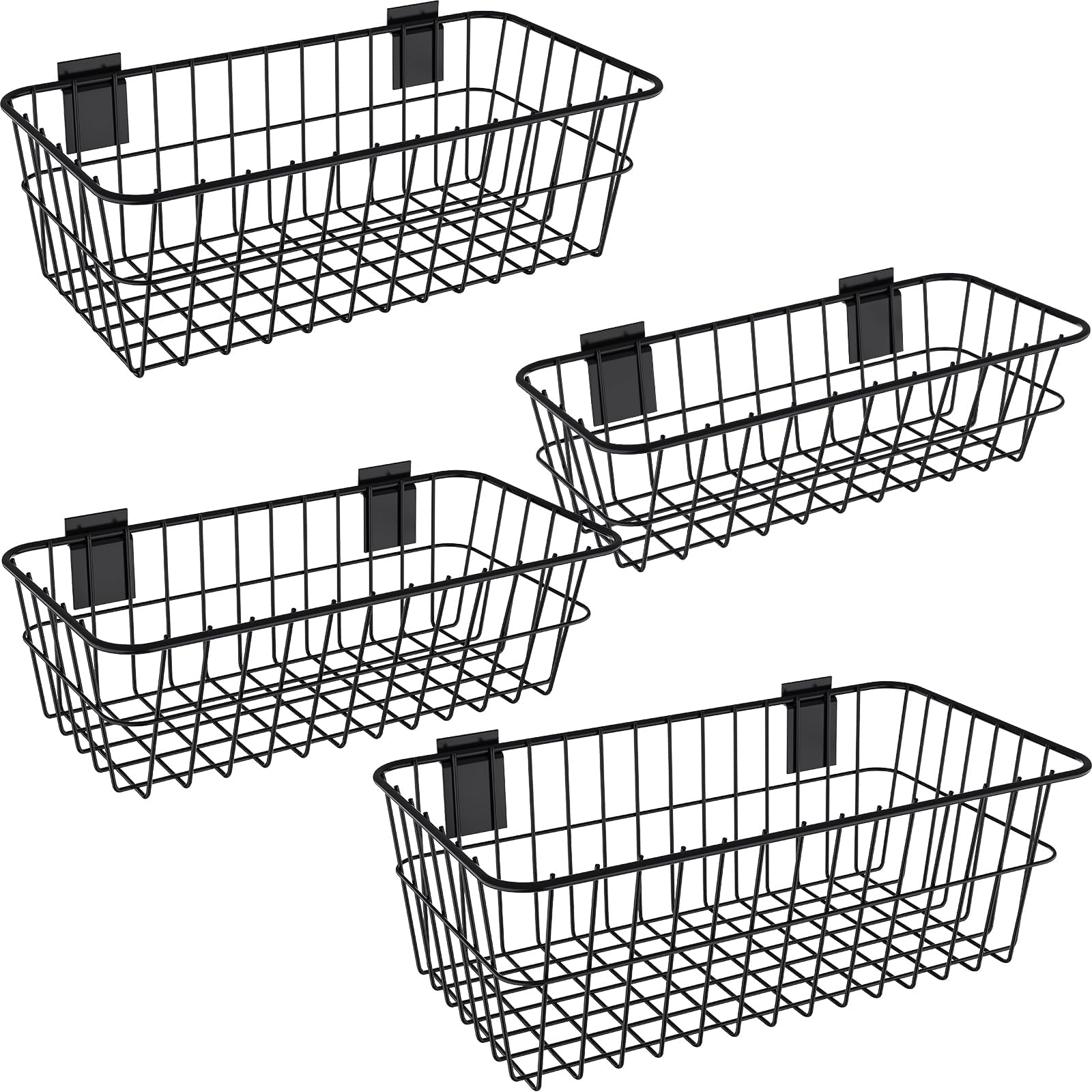 Amazon.com: 4 Pack Large Black Slatwall Baskets Slatwall Panel Wire ...
