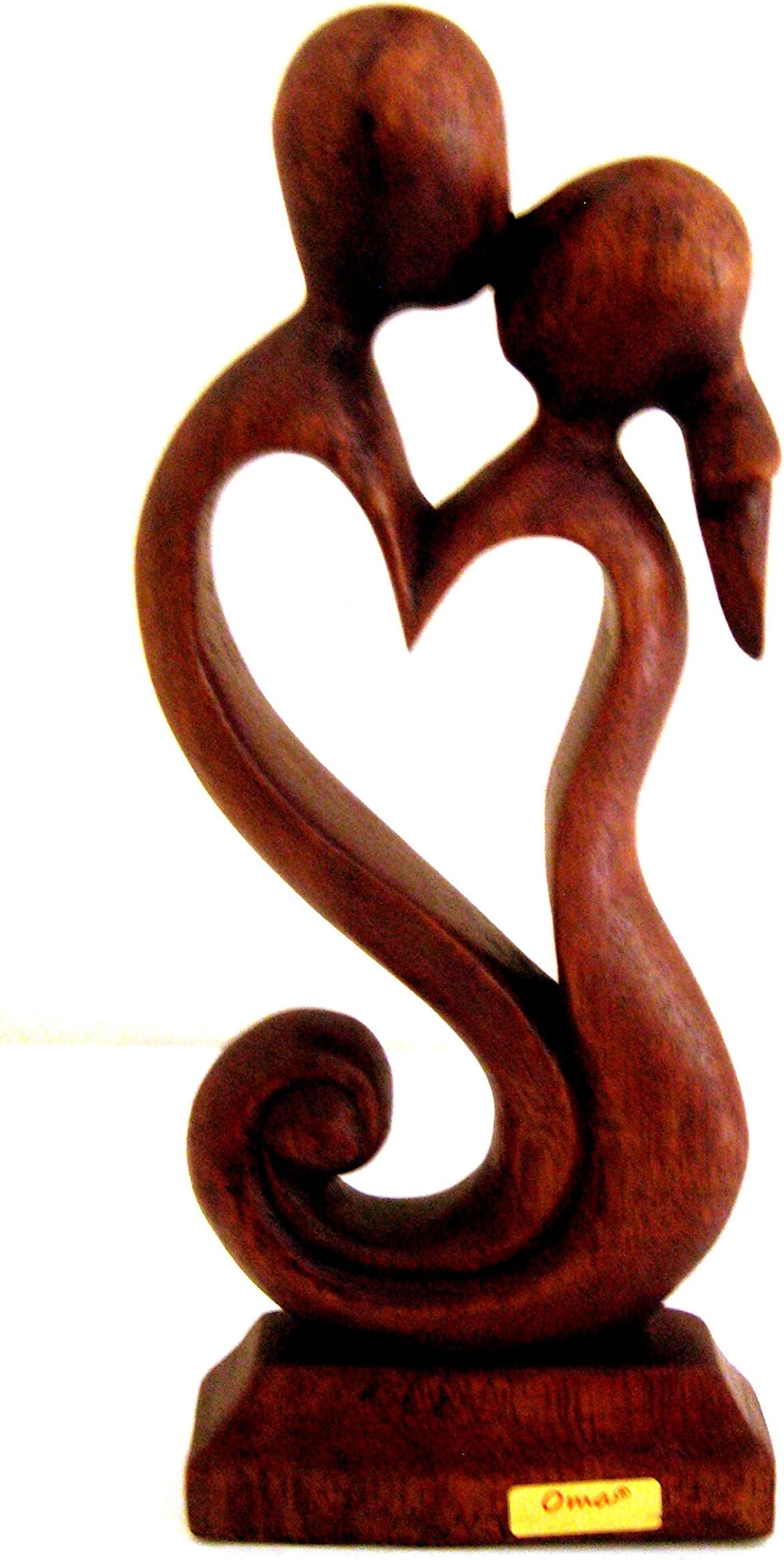 Amazon.com: OMA Love Romantic Statue Hug Embrace Wooden Hand Crafted ...