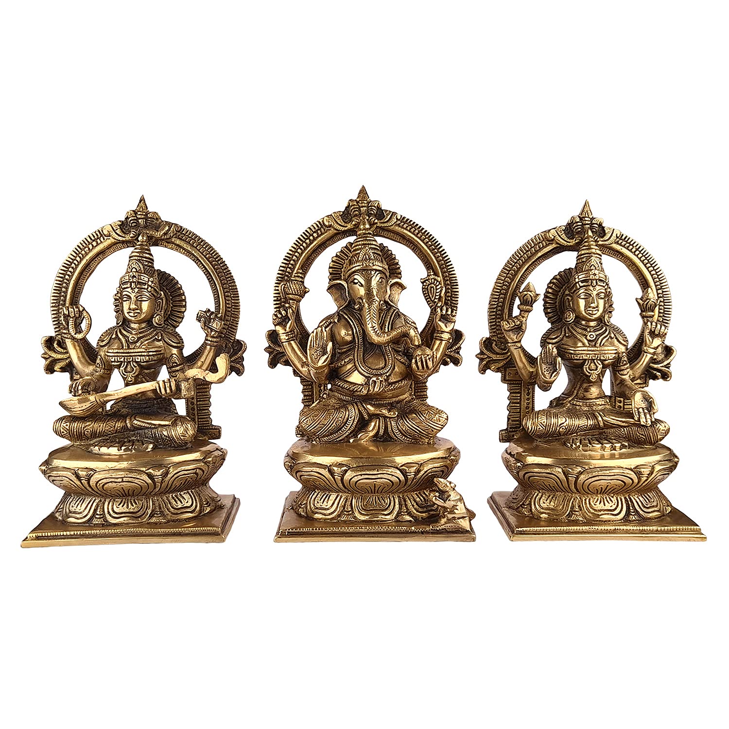 Buy ARTVARKO Big Brass laxmi Ganesh Saraswati murti | Ganapati Goddess ...