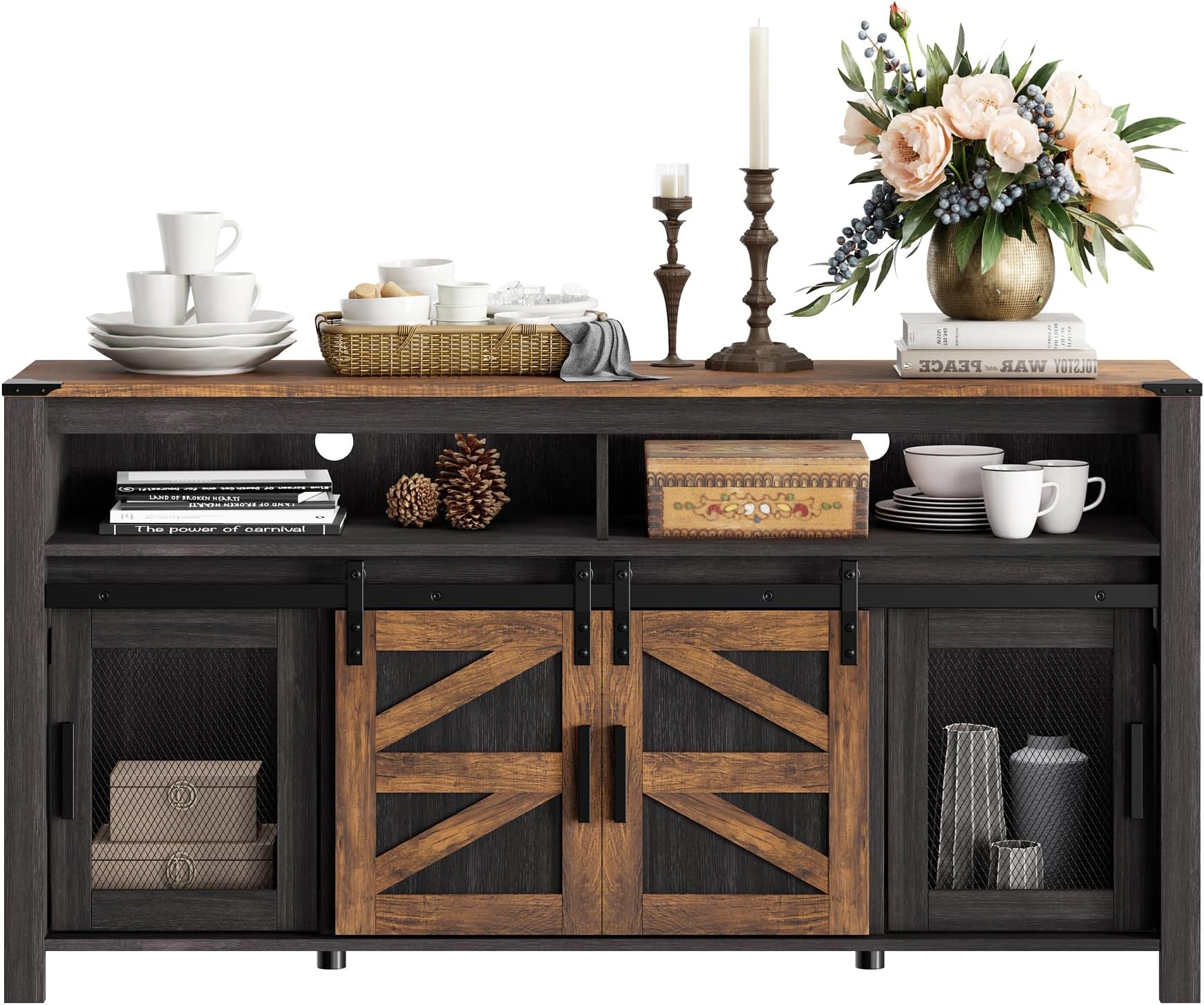 Amazon.com - WAMPAT Farmhouse Buffet Cabinet, Rustic Sideboard with ...