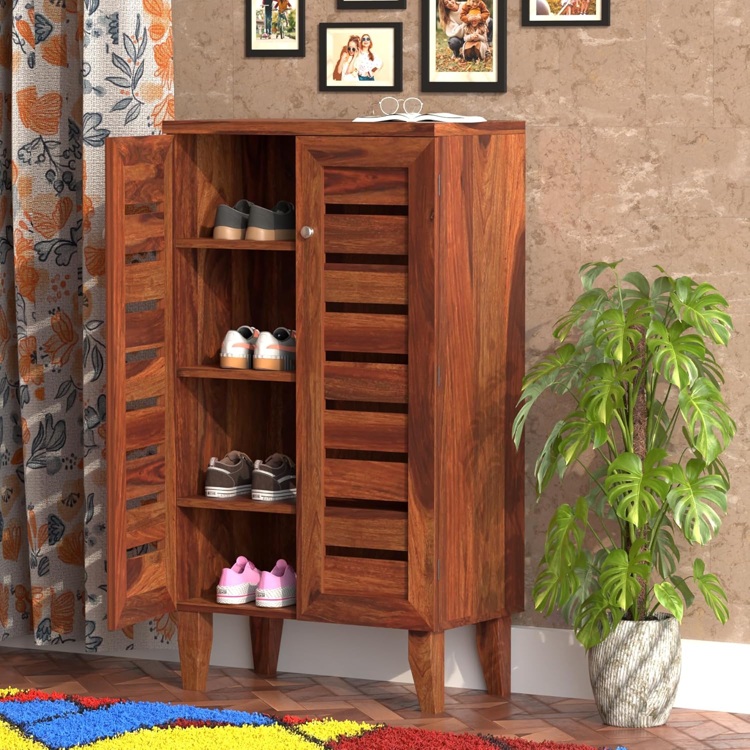 Chetan Interiors Tall Wooden Shoe Rack for Home Entryways, Wooden Shoe ...