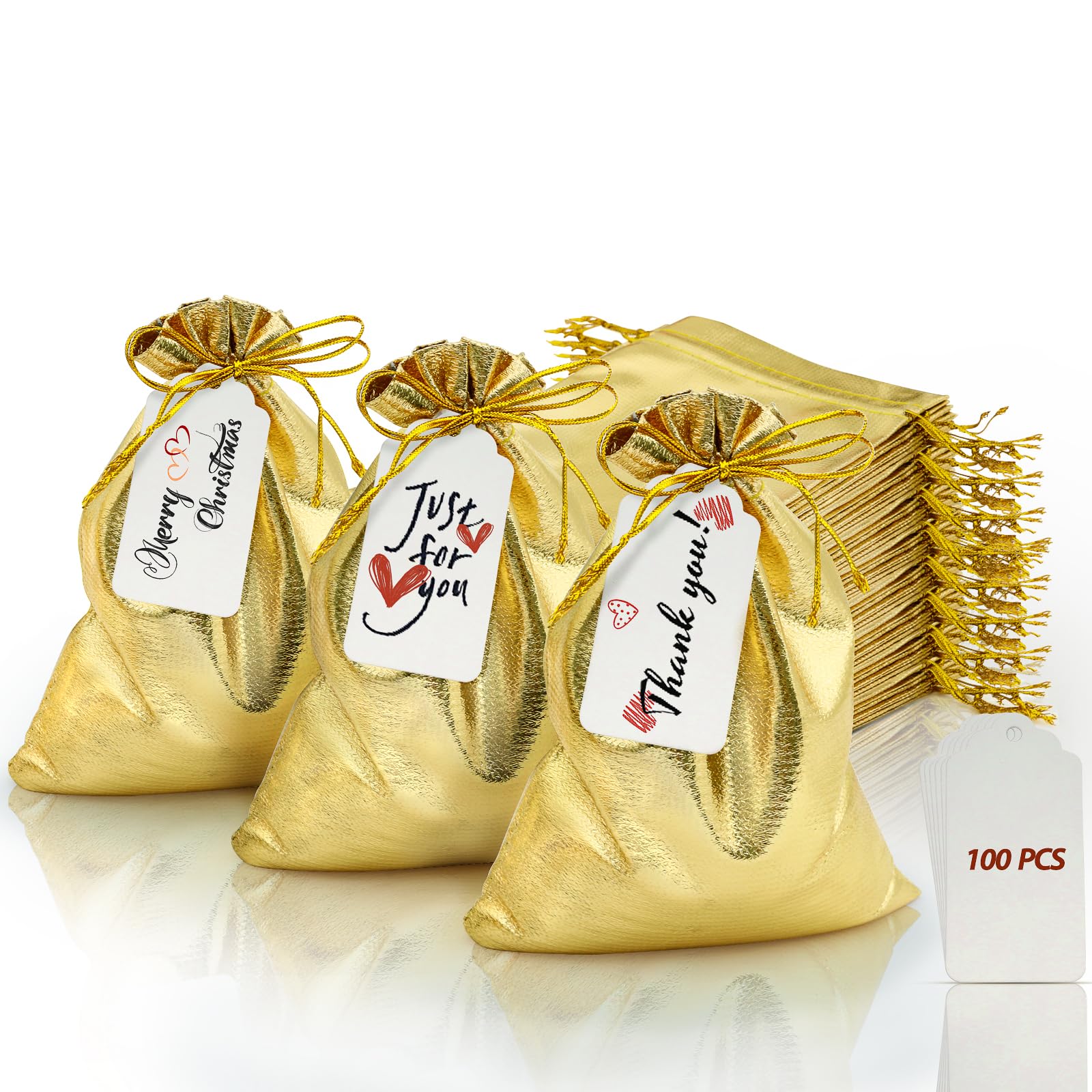 Amazon.com: DOYIDE 100Pcs Gold Drawstring Gift Bags, 6x8n Jewelry Bags ...