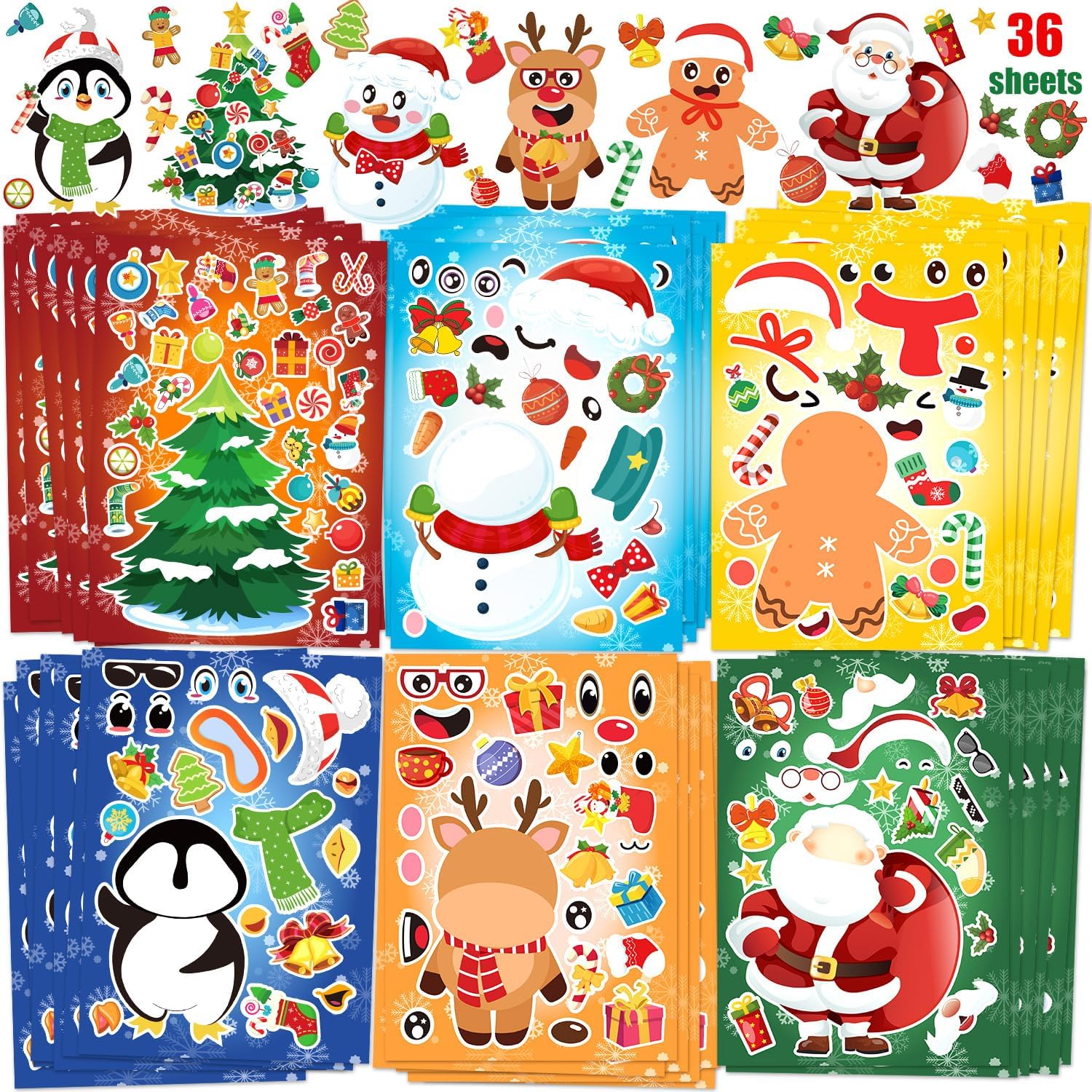 Amazon.com: Christmas Scene Stickers for Kids Make a Christmas Sticker ...