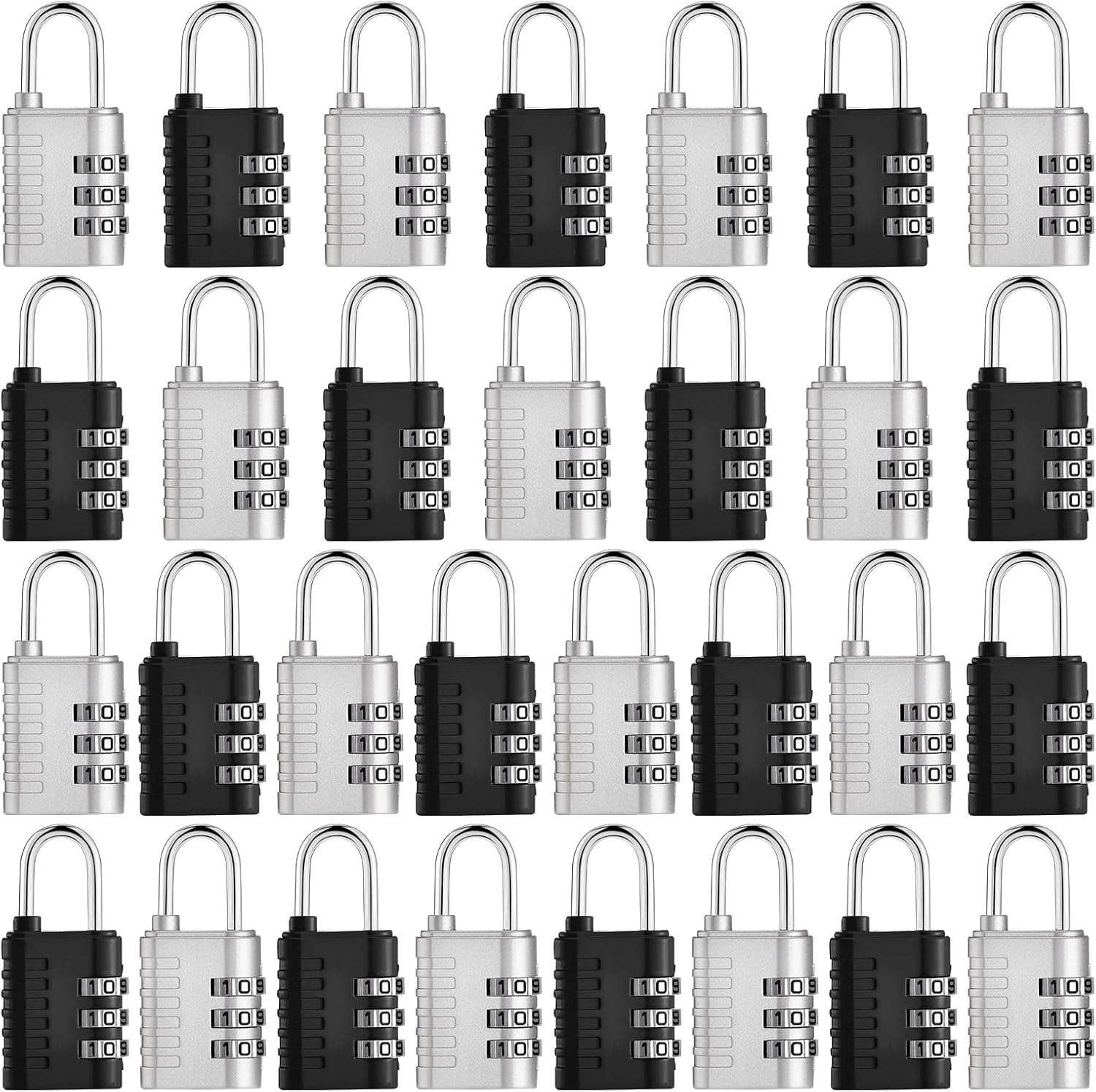 Kenning 30 Pcs 3 Digit Combination Padlocks Black Silver Gym Locker ...