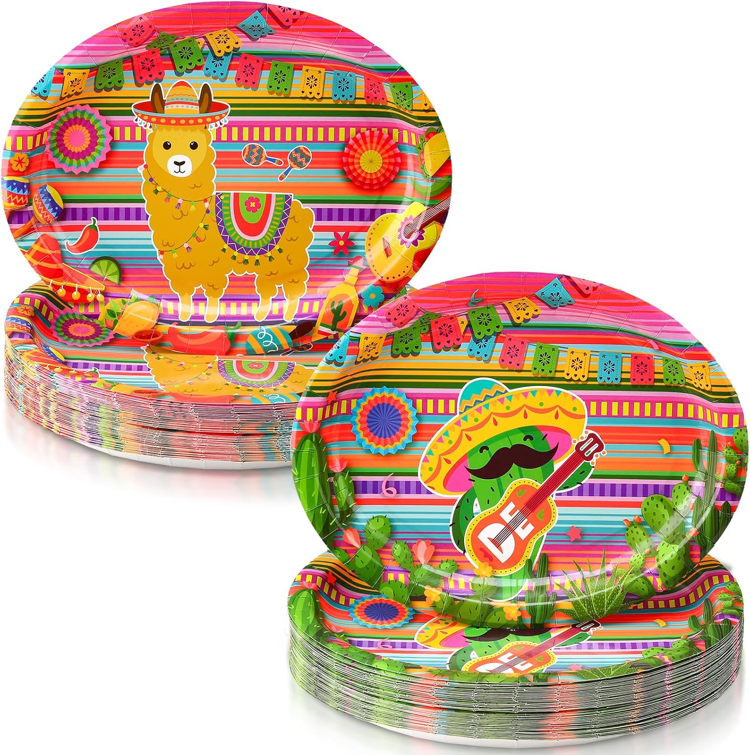 Amazon.com: Nitial 100 Count Fiesta Paper Plates Bulk 11 x 9 Cinco De ...
