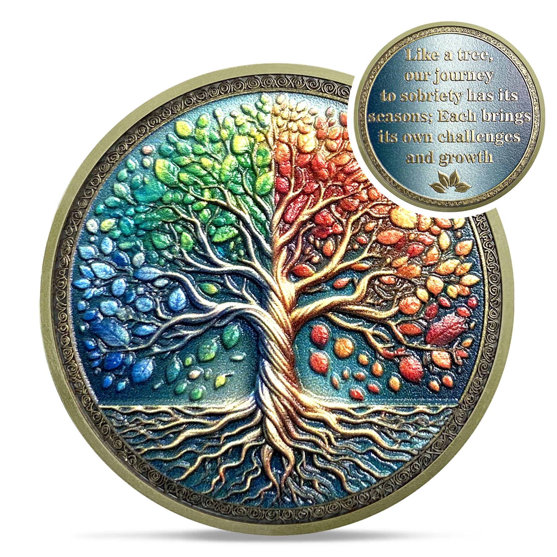 Amazon.com : Affirmation Tree of Life Sobriety Coin - Copper Four ...