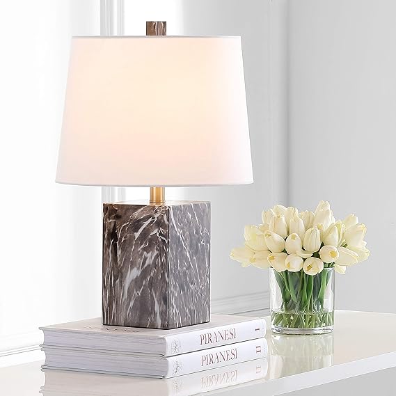 SAFAVIEH Lighting Collection Brett Brown Faux Marble 20-inch Bedroom ...