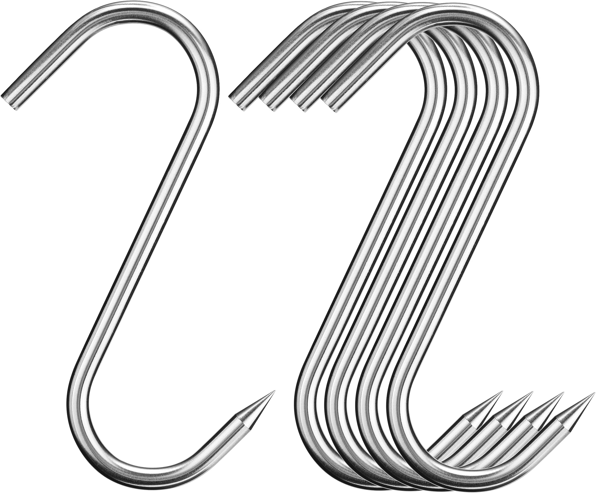 Amazon.com: 8 Pcs Meat Hook 8 Inch 10 mm Stainless Steel Hanging Meat ...