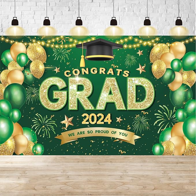 Amazon.com: Class of 2024 Banner Graduation Decorations - Congrats Grad ...