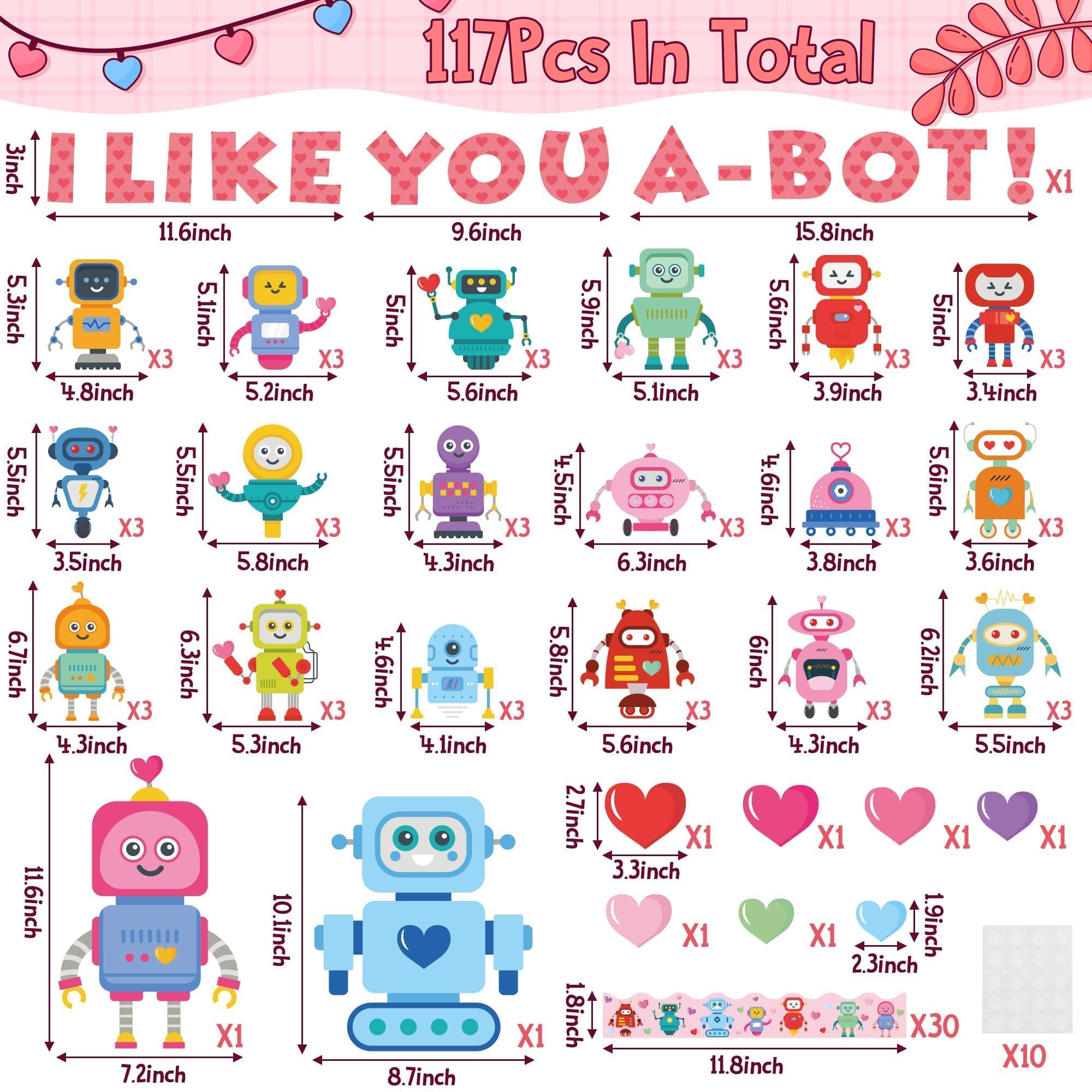 Snapklik.com : Valentines Day Robot Bulletin Board Cutouts - 117Pcs ...