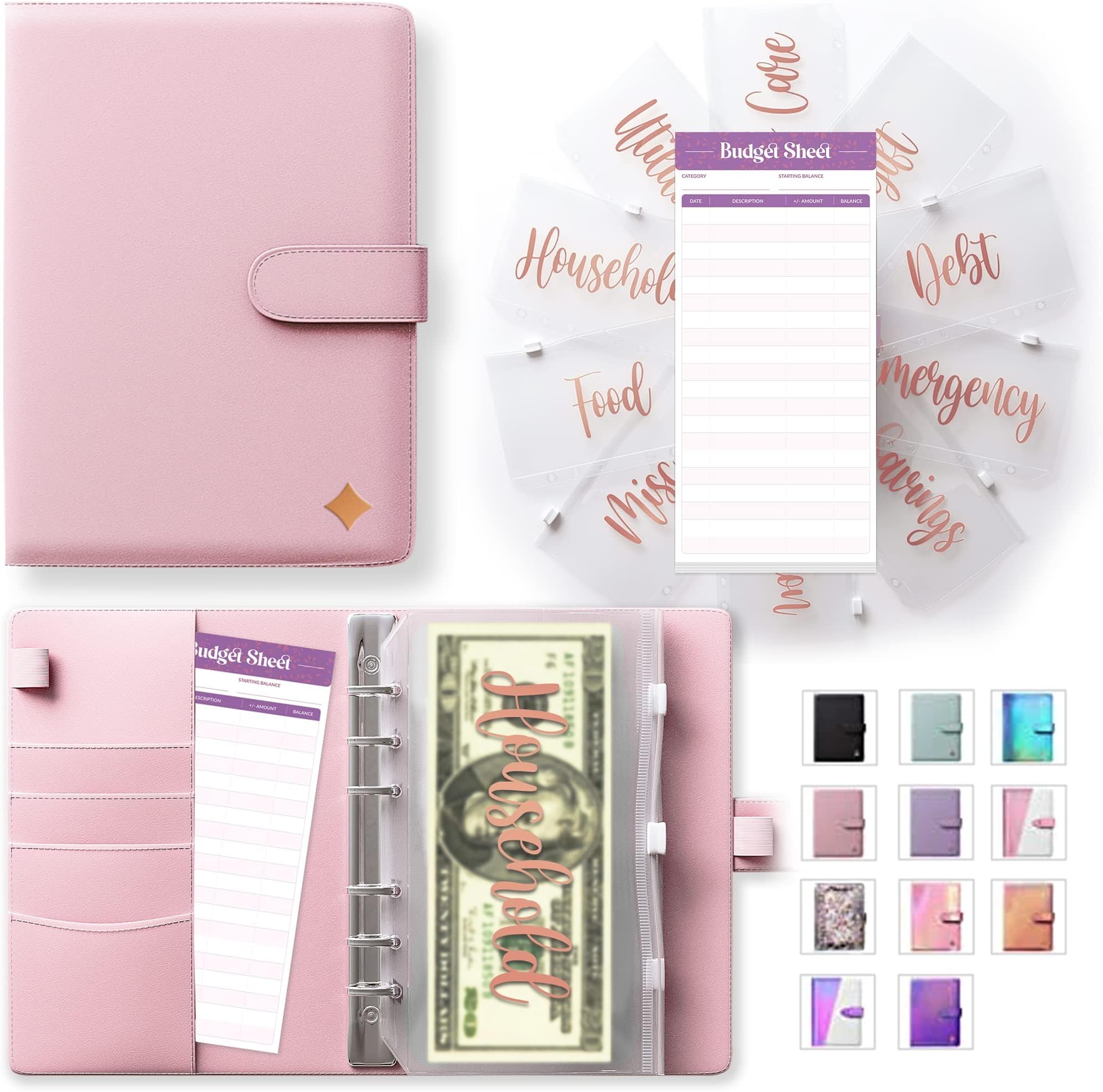 Budget Binder System with Cash Envelopes for Budgeting, A6 PU Leather ...
