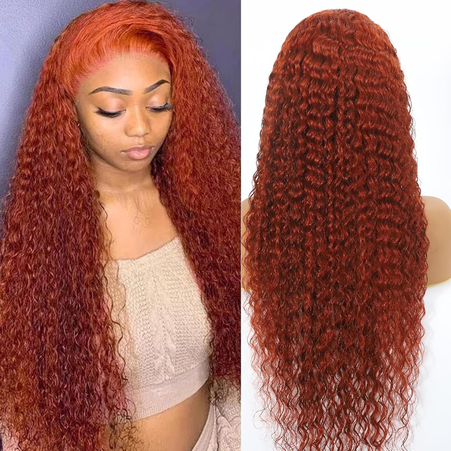 Amazon.com : bobijiu Ginger Lace Front Wigs Human Hair 28 Inch Deep ...