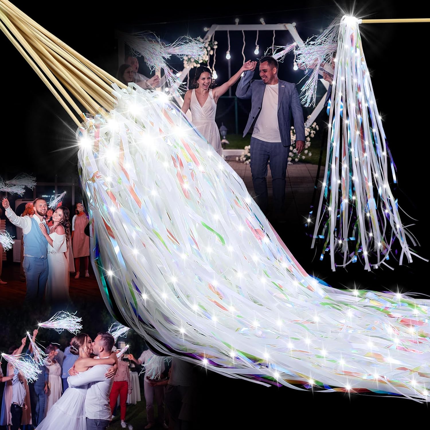 Amazon.com: Simgoing 24 Pcs Lighted Wedding Wands LED Tinsel Wands ...