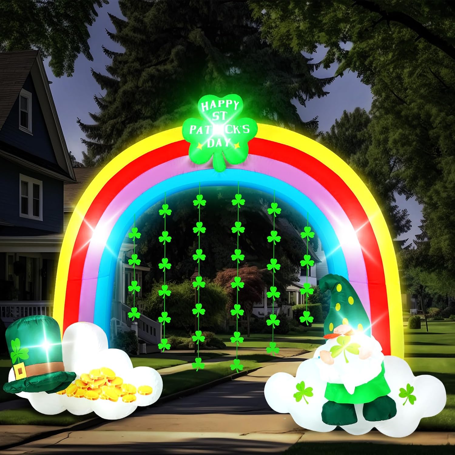Amazon.com: Sosation 10.5 FT St. Patrick's Day Inflatables Rainbow ...