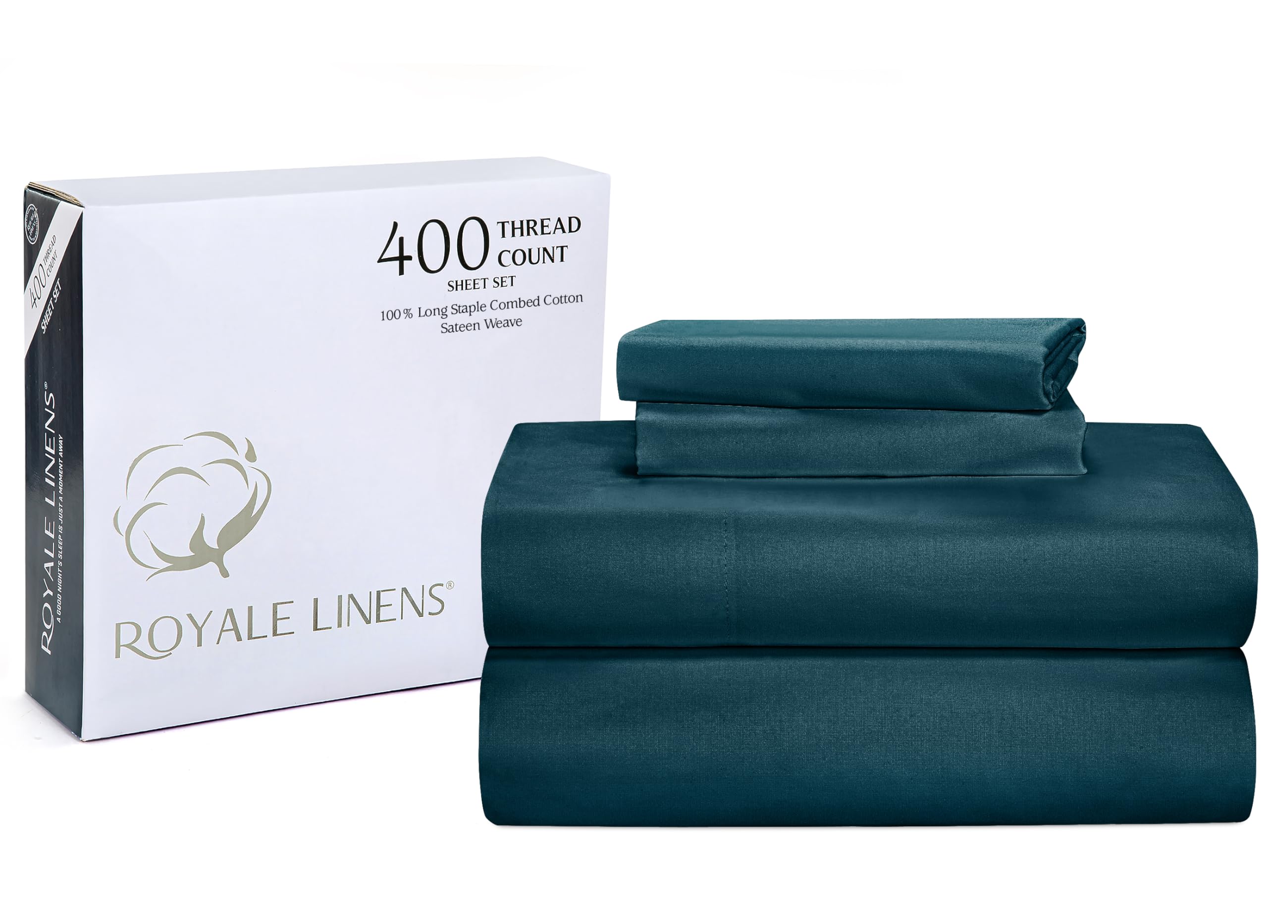 Amazon.com: ROYALE LINENS 400 Thread Count 100% American Grown Cotton 4 ...