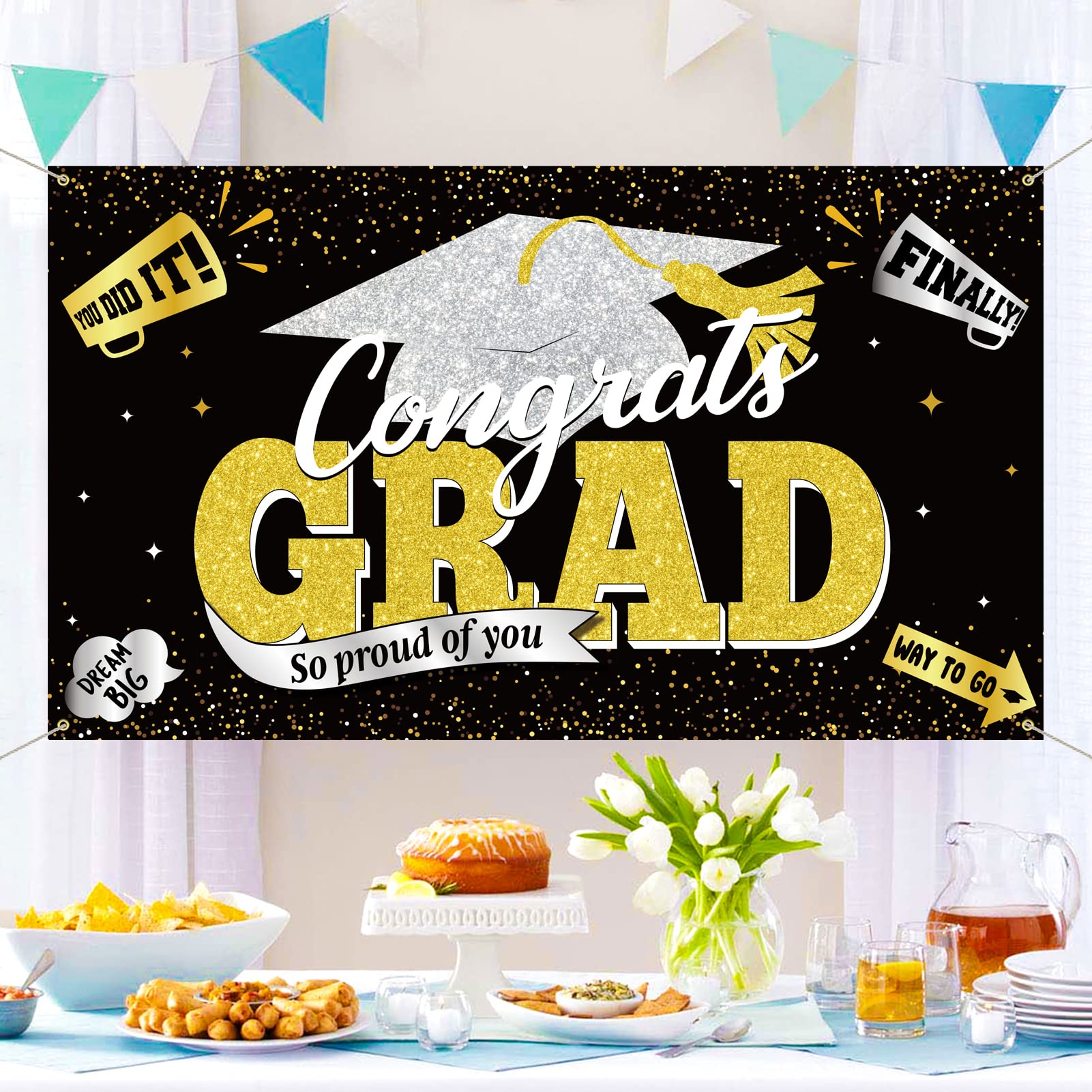 Buy DAZONGE Graduation Party Decorations 2022 Black & Gold , Large (45 ...