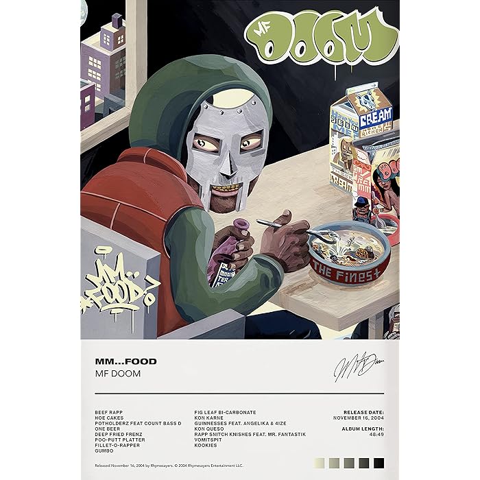 Buy MF DOOM Mm Food Album Cover Poster Cool Rapper HipHop Canvas ...